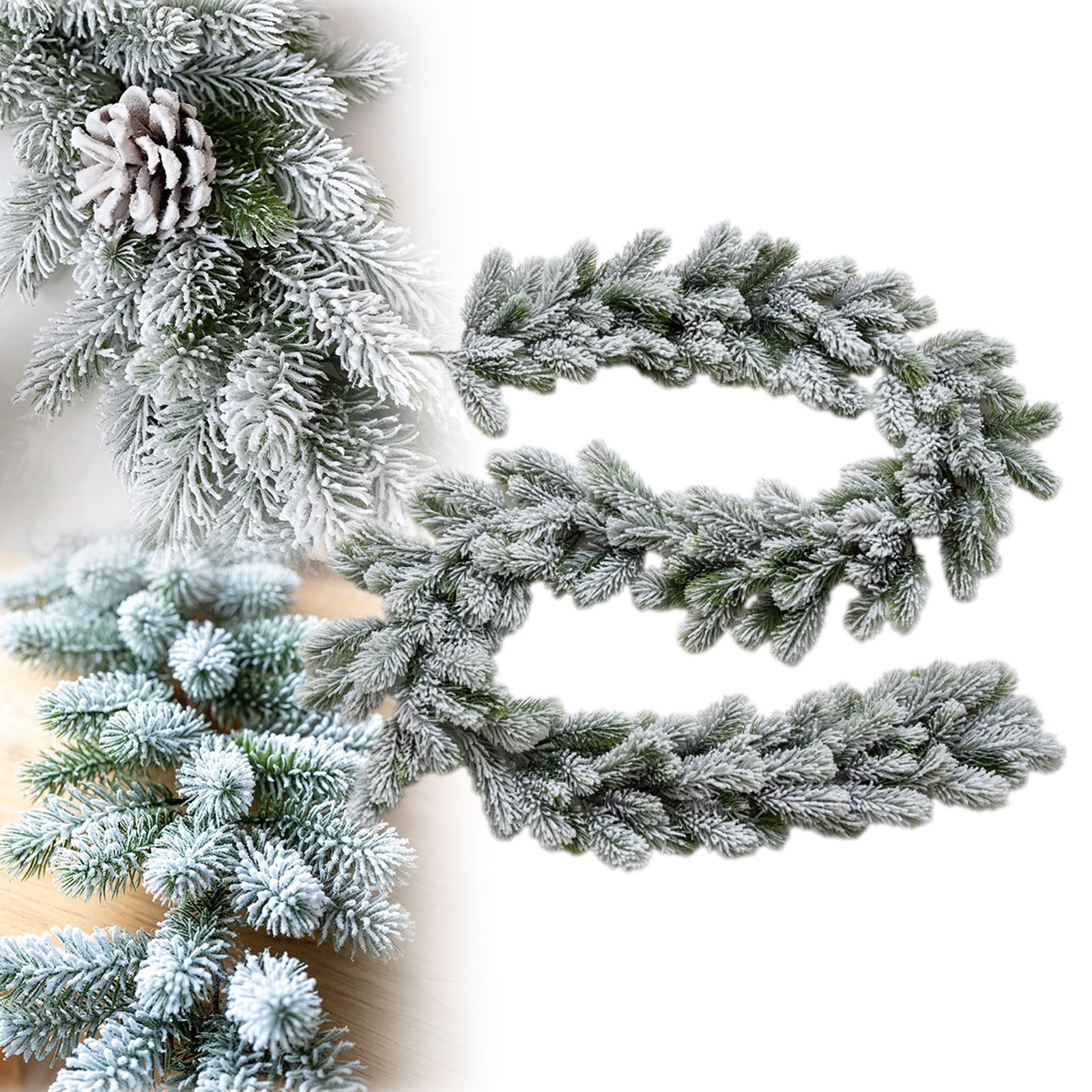 Djadtgl Christmas Garlands Winter Realistic Xmas Greenery Garland Decor ...