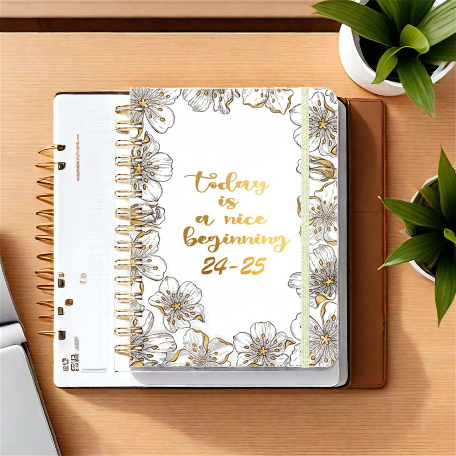 Djadtgl July 2024 To 2025 Plan Notebook Gold Stamping Schedule Office ...