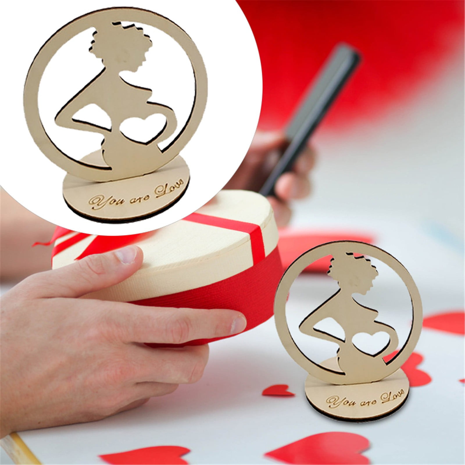 Djadtgl Mother's Day Wooden Crafts Pendant Love Hollow Letter Cutting ...