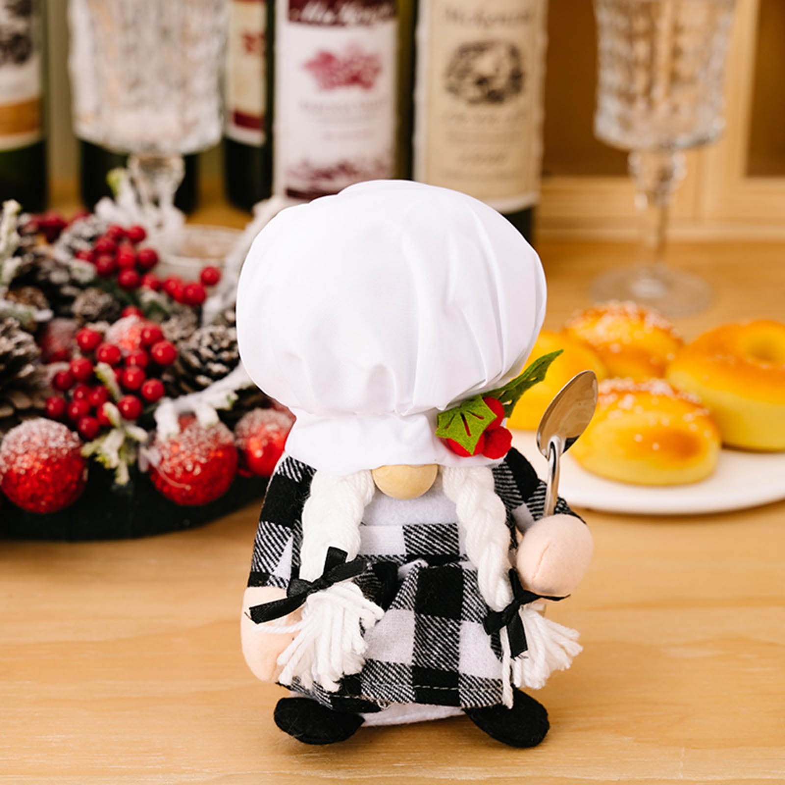 Djadtgl New Chef Day Dwarf Doll Kitchen Chef Cooking Plaid Dwarf ...