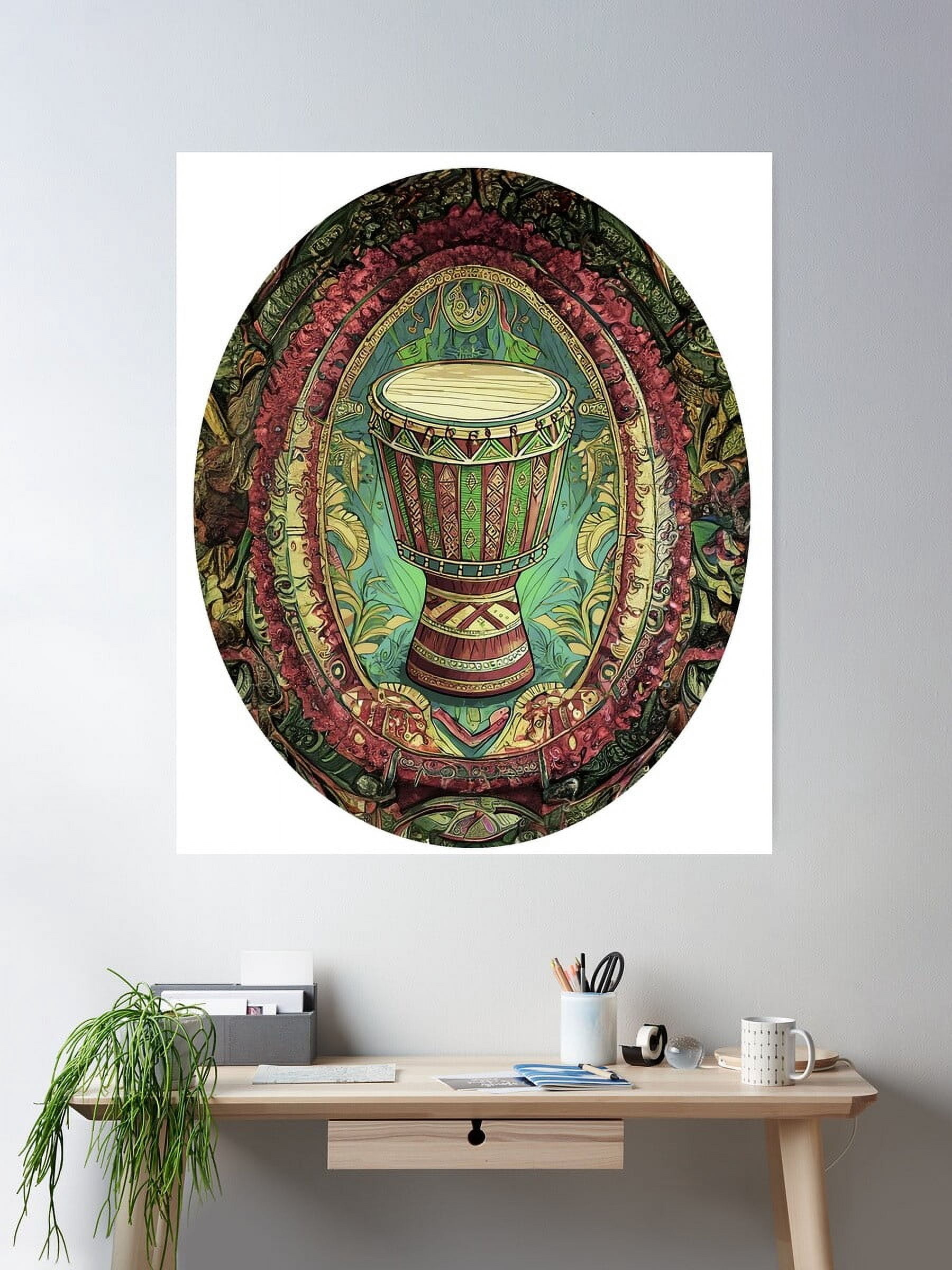 Djembe Drum Poster Wall Art, Modern Wall Decor For Living Room Bedroom ...