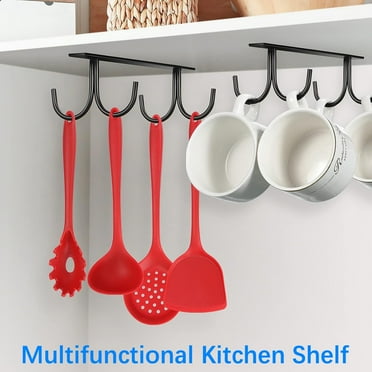 Ludlz 6-Hook Under Cabinet Mug Hanger 6 Hooks Kitchen Cabinet Wall ...