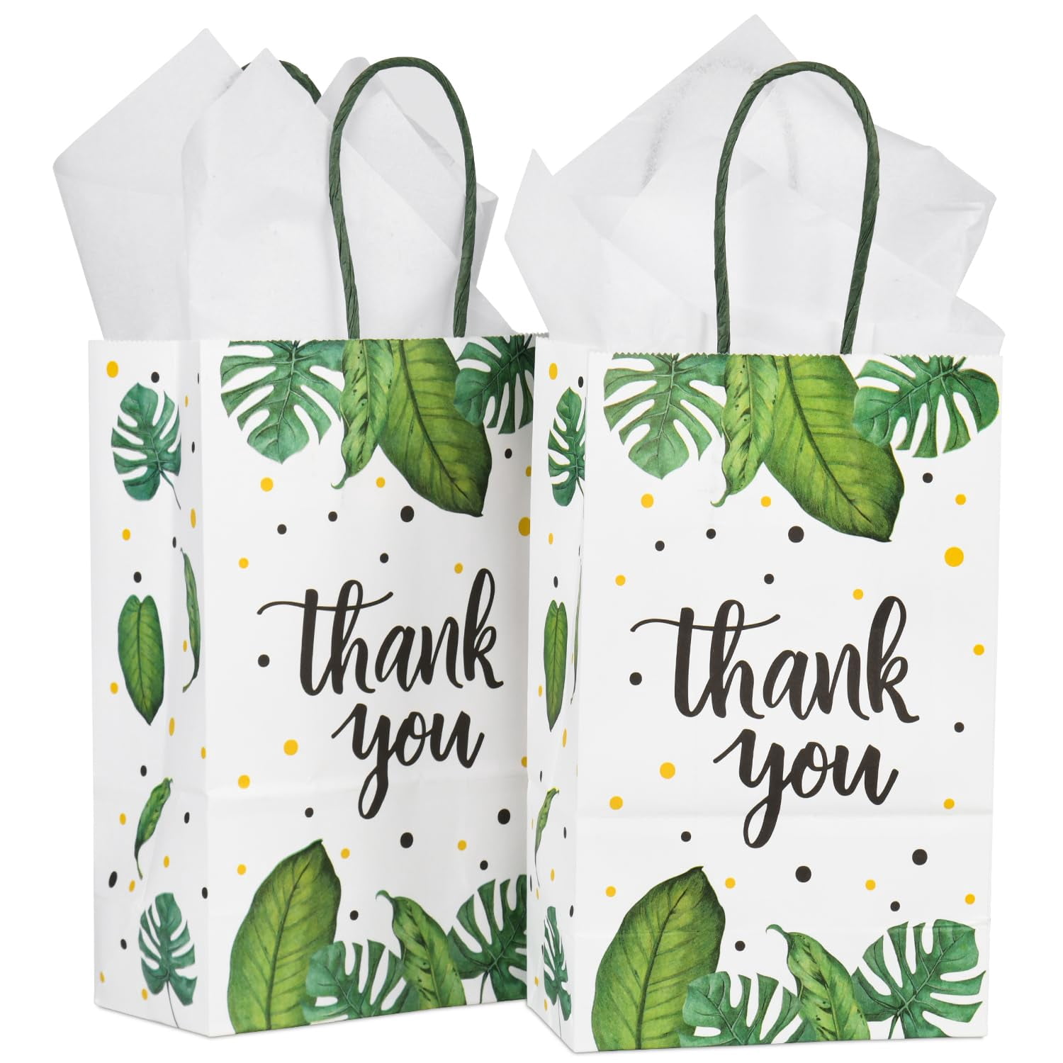 DjinnGlory 25 Pack Small Tropical Themed Thank You Paper Gift Bags with ...