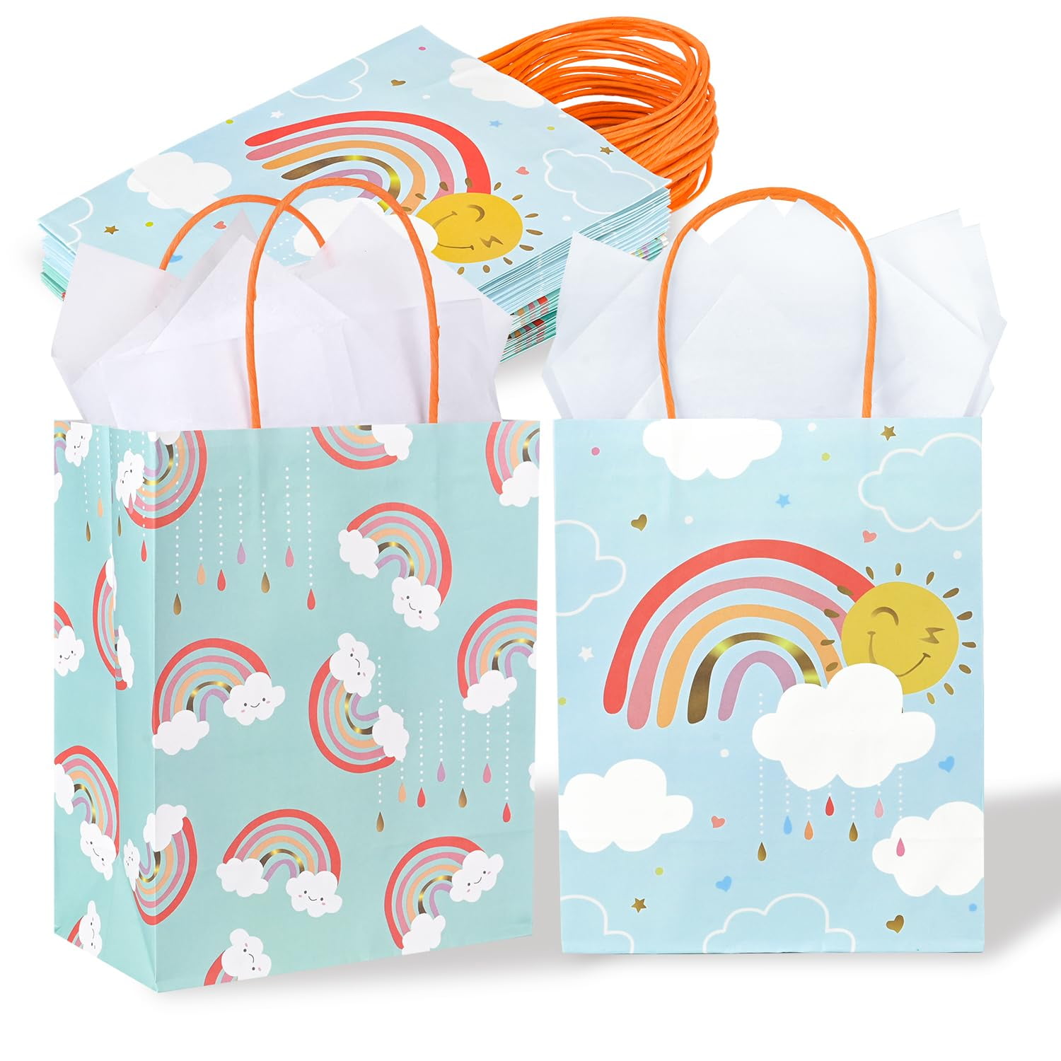DjinnGlory 36 Pack Medium Sized Rainbow, Clouds & Sunshine Gift Bags ...