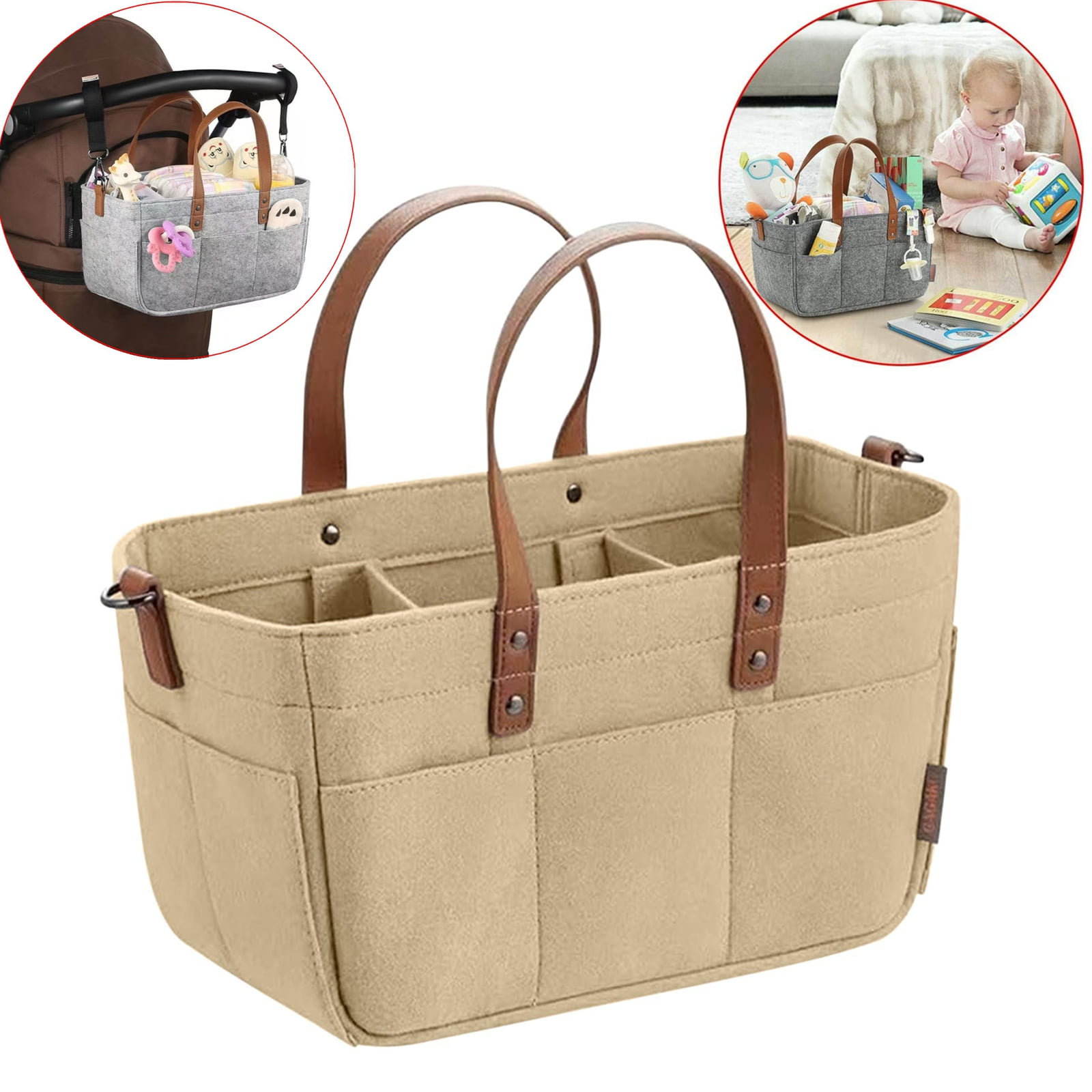 Djiypn 1 Pack Diaper Caddy Organizer, Felt Changing Table Organizer ...