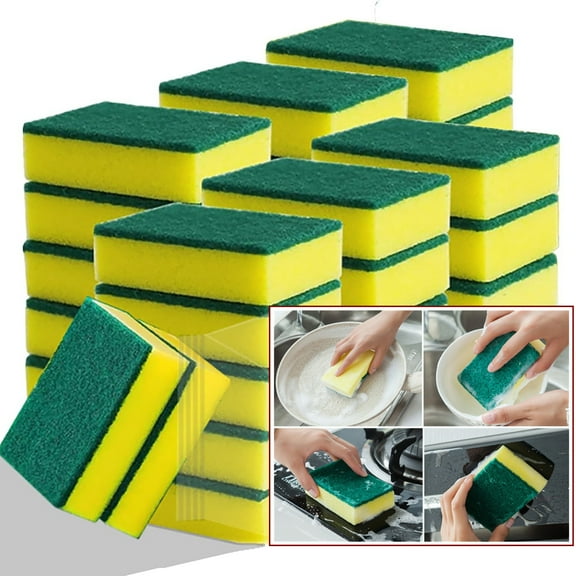 24 Pack Non-Scratch Dish Sponge, Dual Sided Kitchen Sponges for Dishes ...