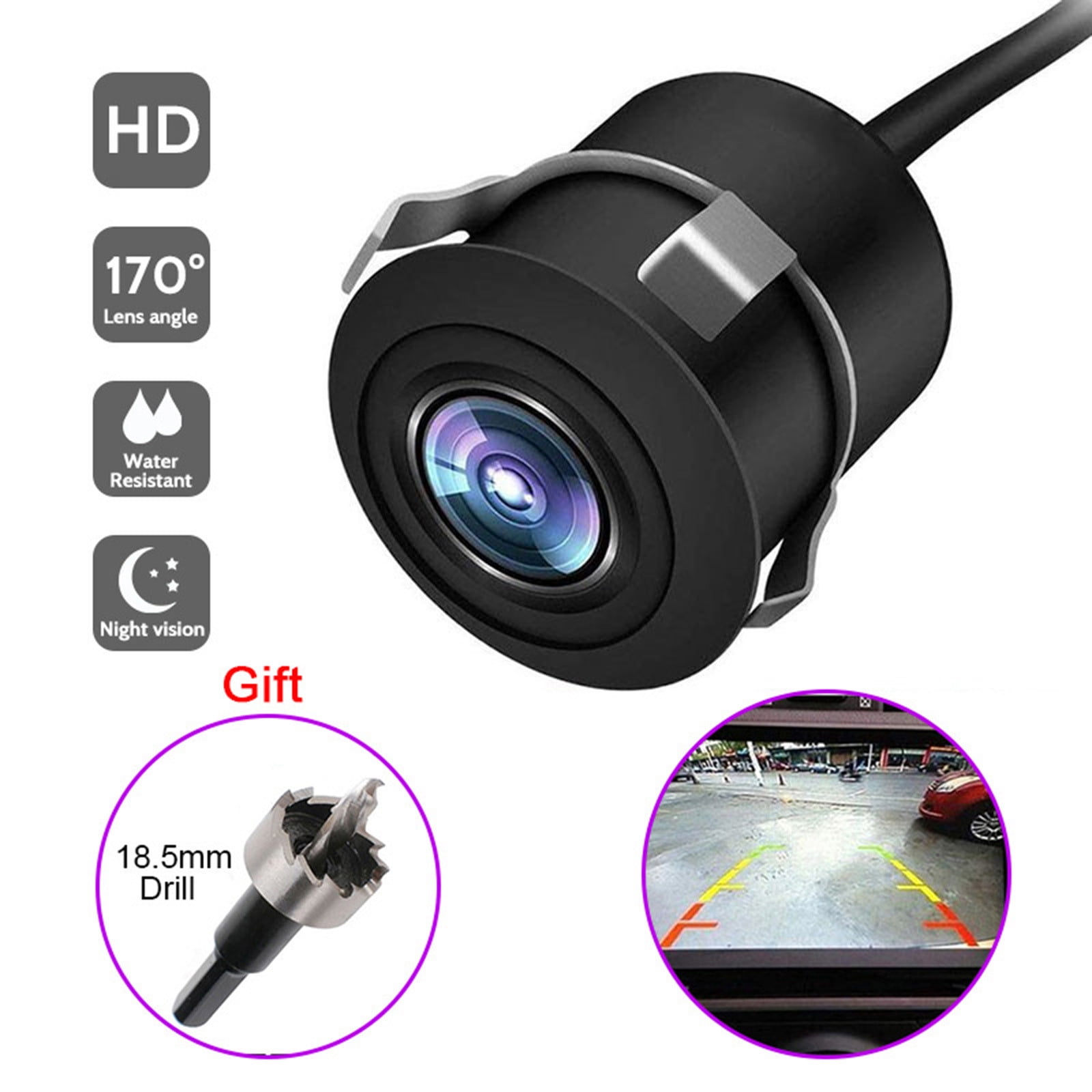 Djiypn 1080P Backup Camera Universal Flushs Mount Reverse Rear Front ...