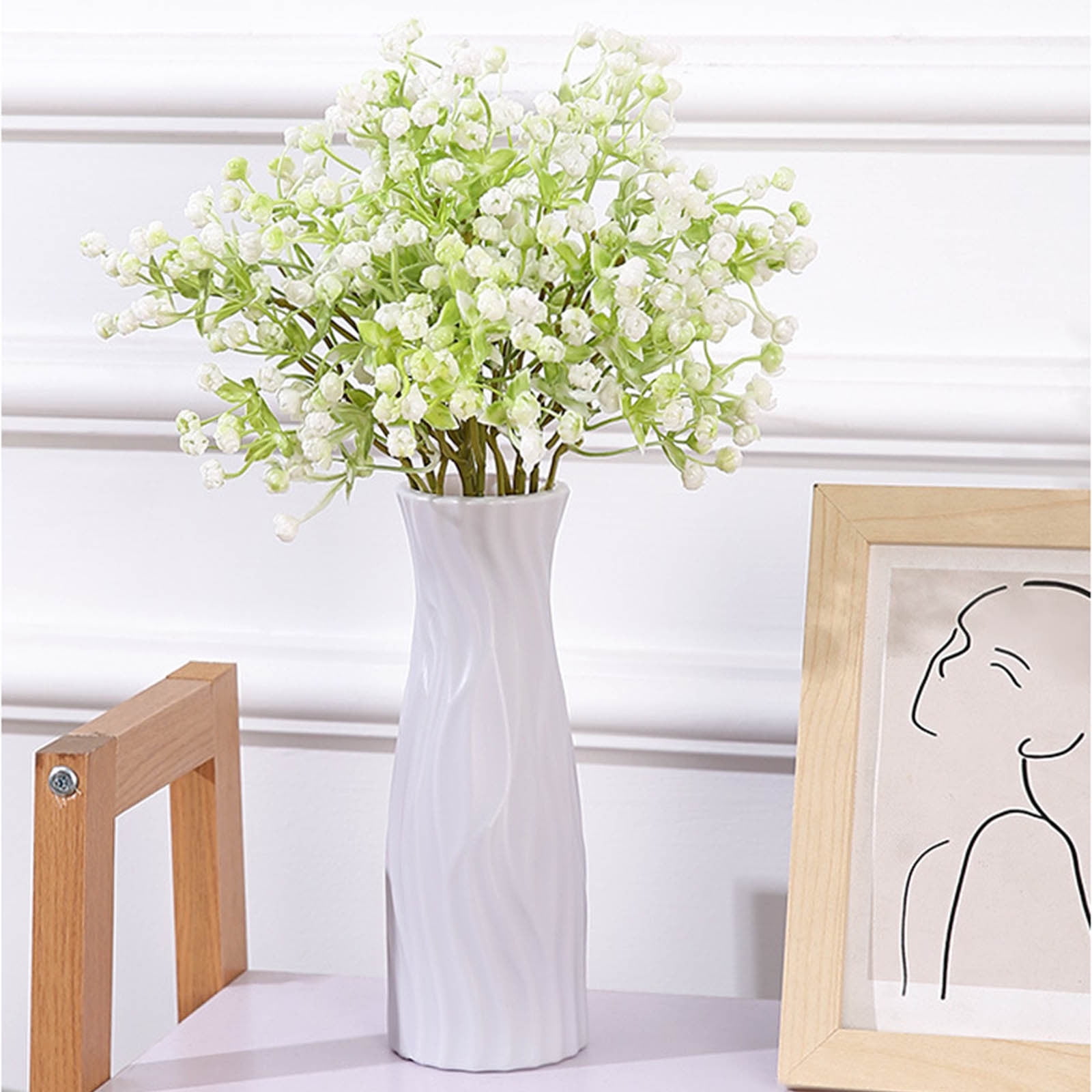 Djiypn 2 Pack Plastics Flower Vase, Modern Unbreakable Ceramic Look ...