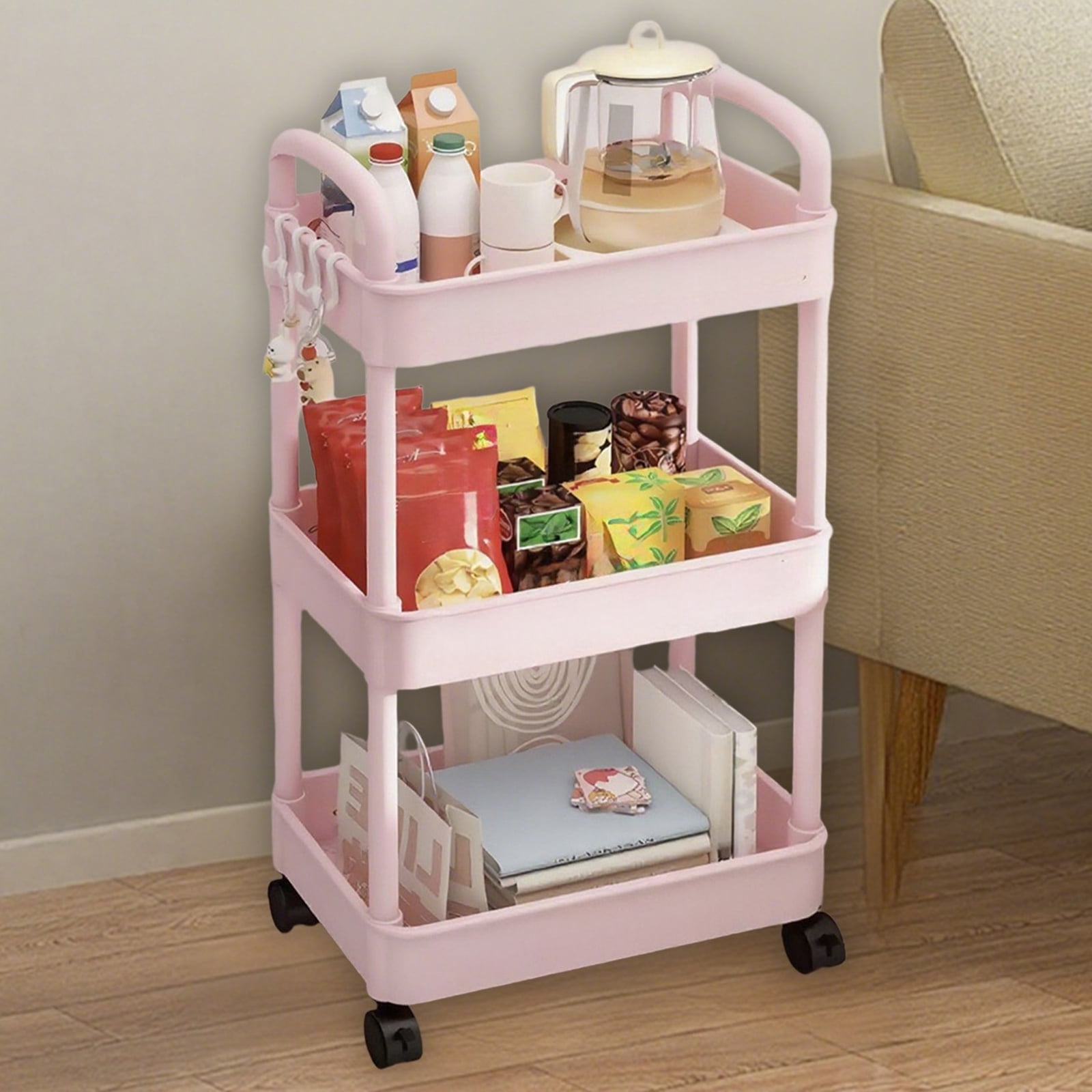 Djiypn 3 Tier Narrow Rolling Storage Cart for Laundry Room Bathroom ...