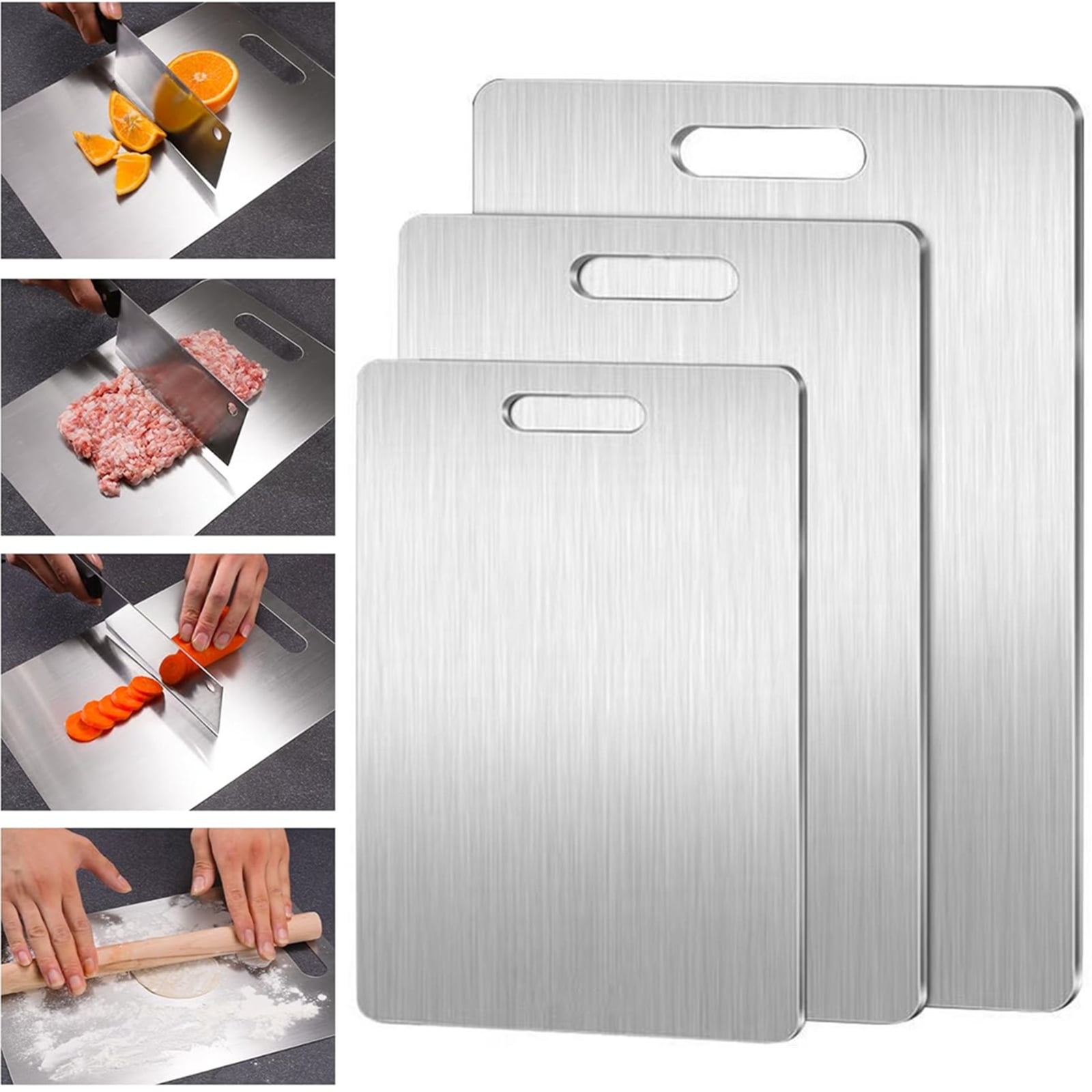 Djiypn 304 Stainless Steel Cutting Board, Double-sided Silver Cutting ...