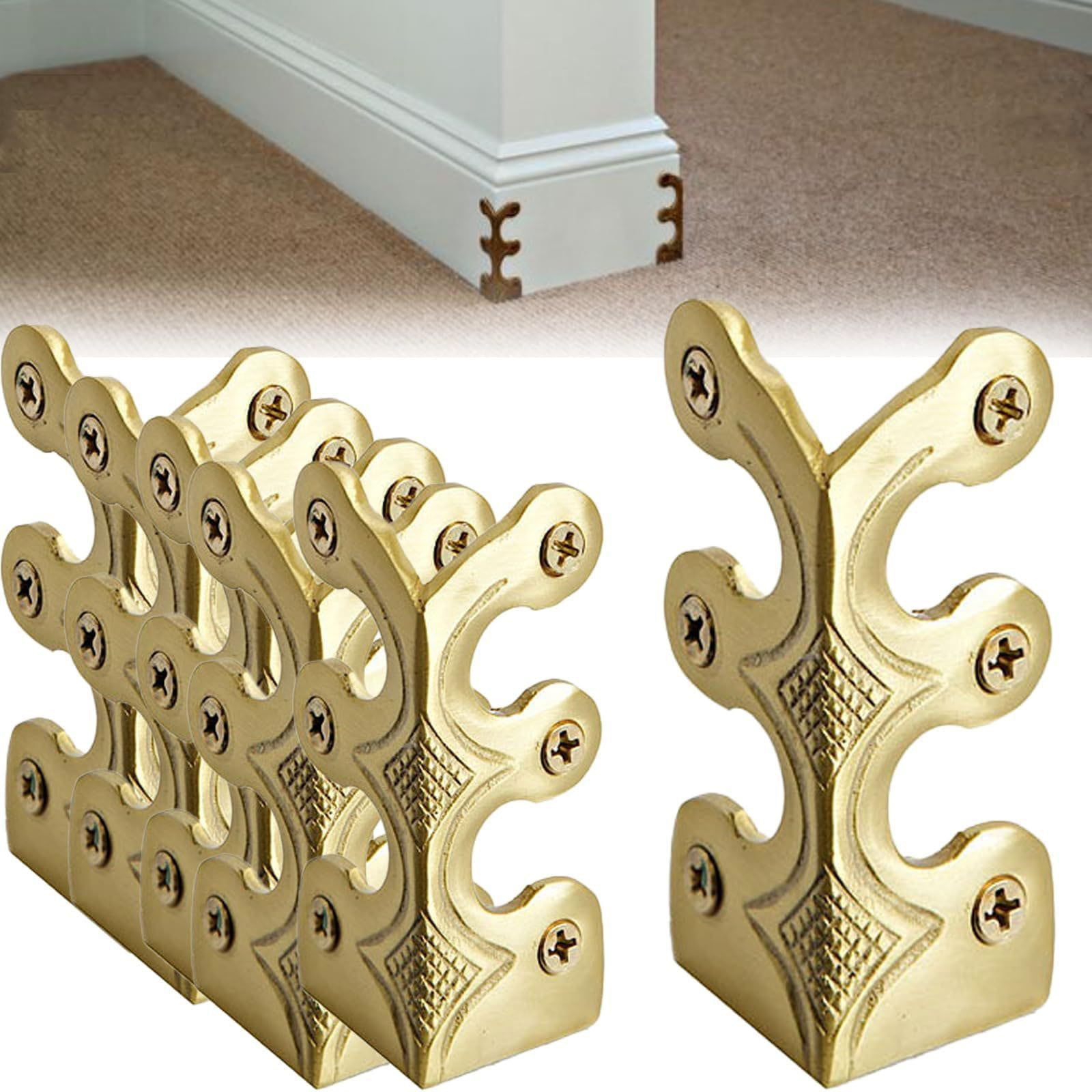 Djiypn 4 Pack Brass Baseboard Corner Protectors, Skirting Board Corner ...
