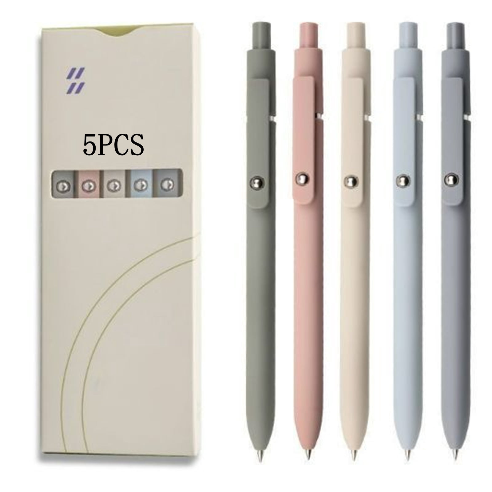 Djiypn 5-Piece Press Pen Set for Office and Study - Retractable, Soft ...