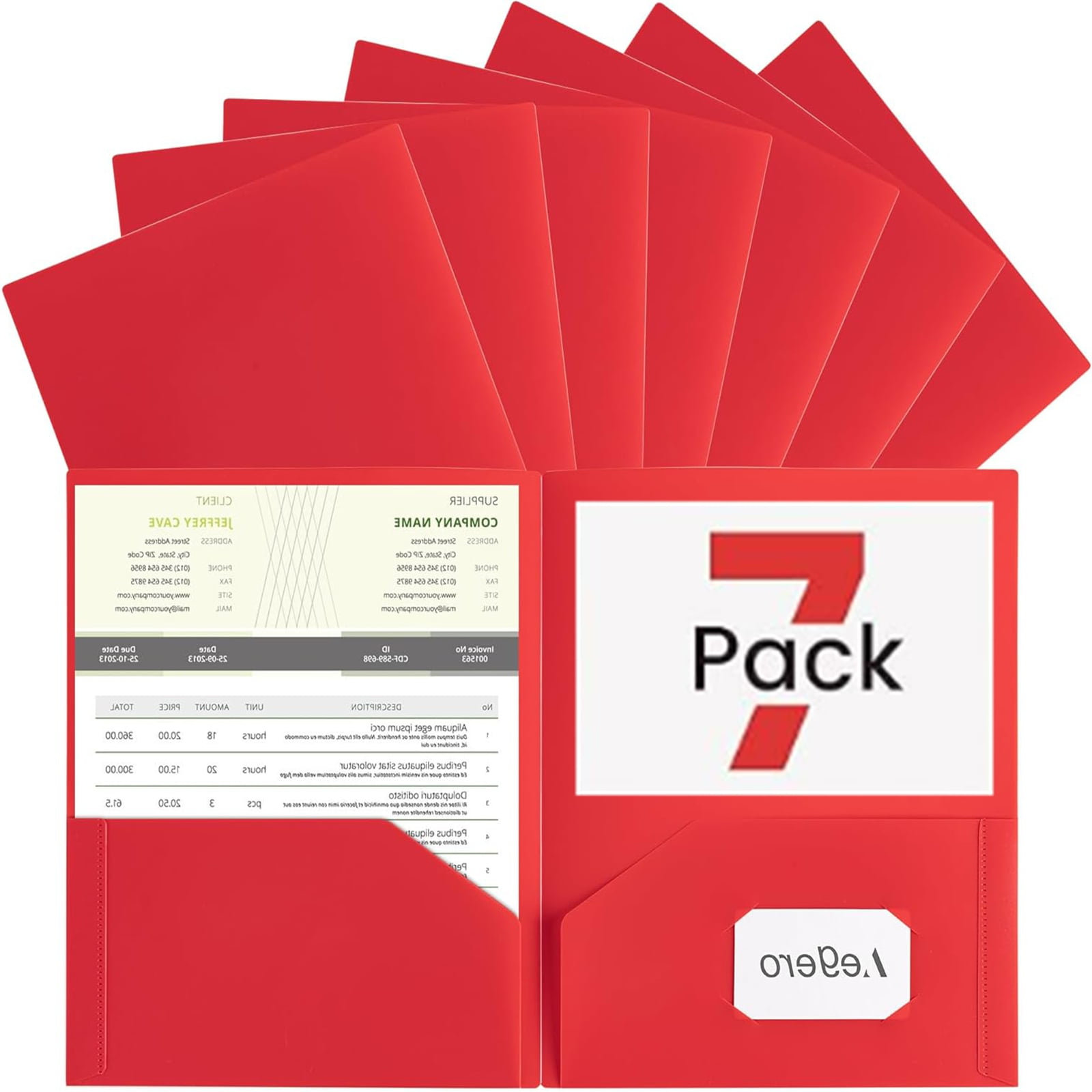 Djiypn 7 Pack Folders with Pockets, Plastic Folders with Pockets, 2 ...