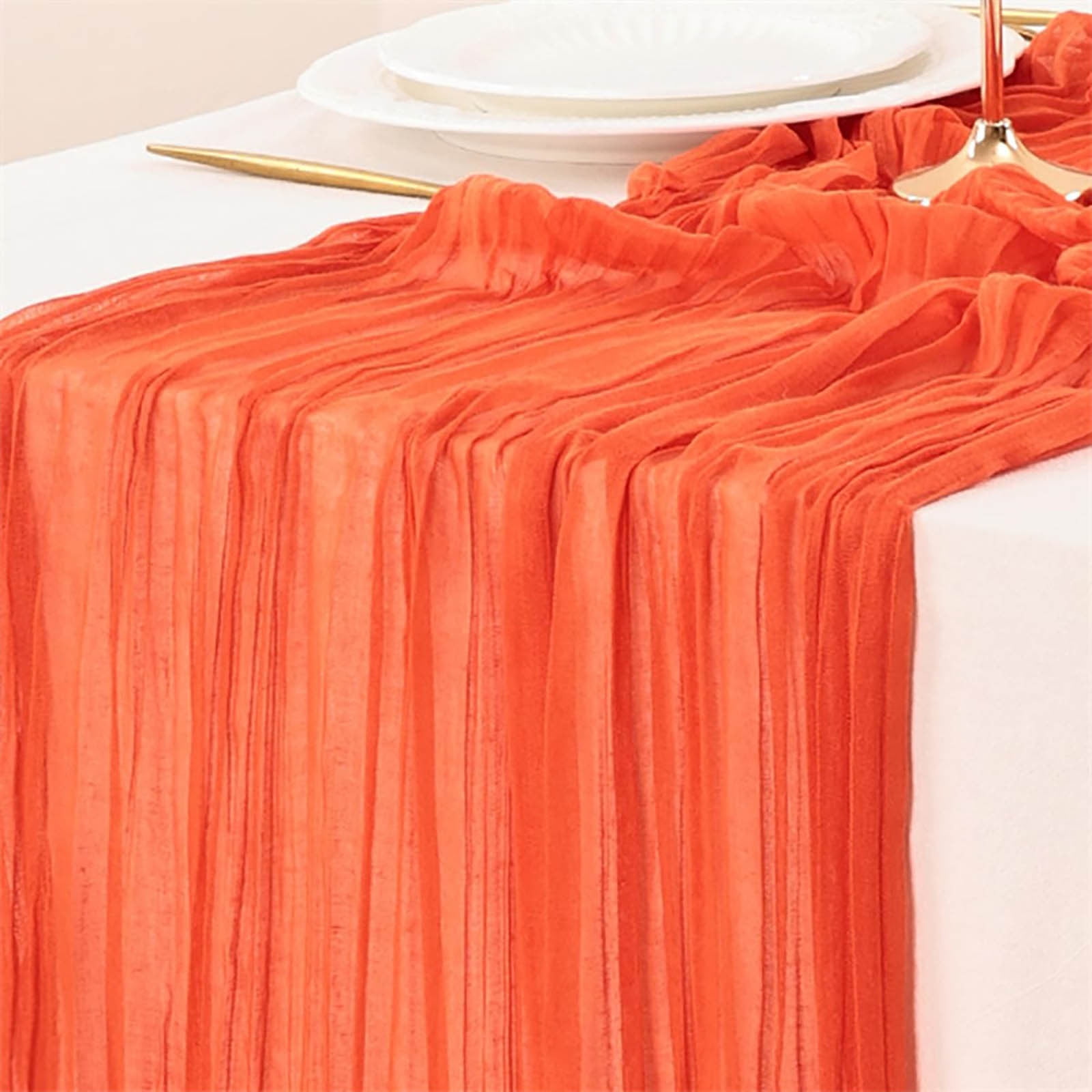 Djiypn Cheesecloth Table Runner 5.9FT Boho Gauze Fabric Table Runner ...