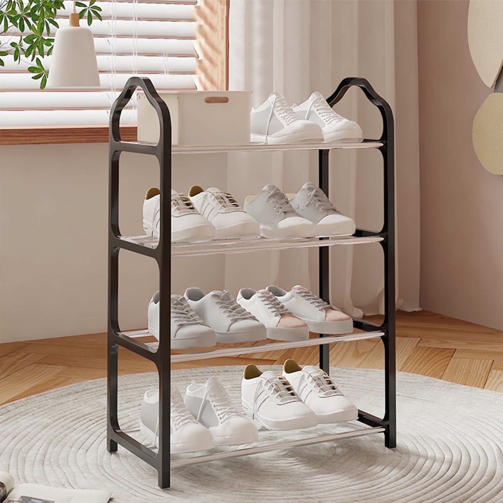 Djiypn Classic 4-Tier Stacking Freestanding Shoe Rack, Black, Box Set ...