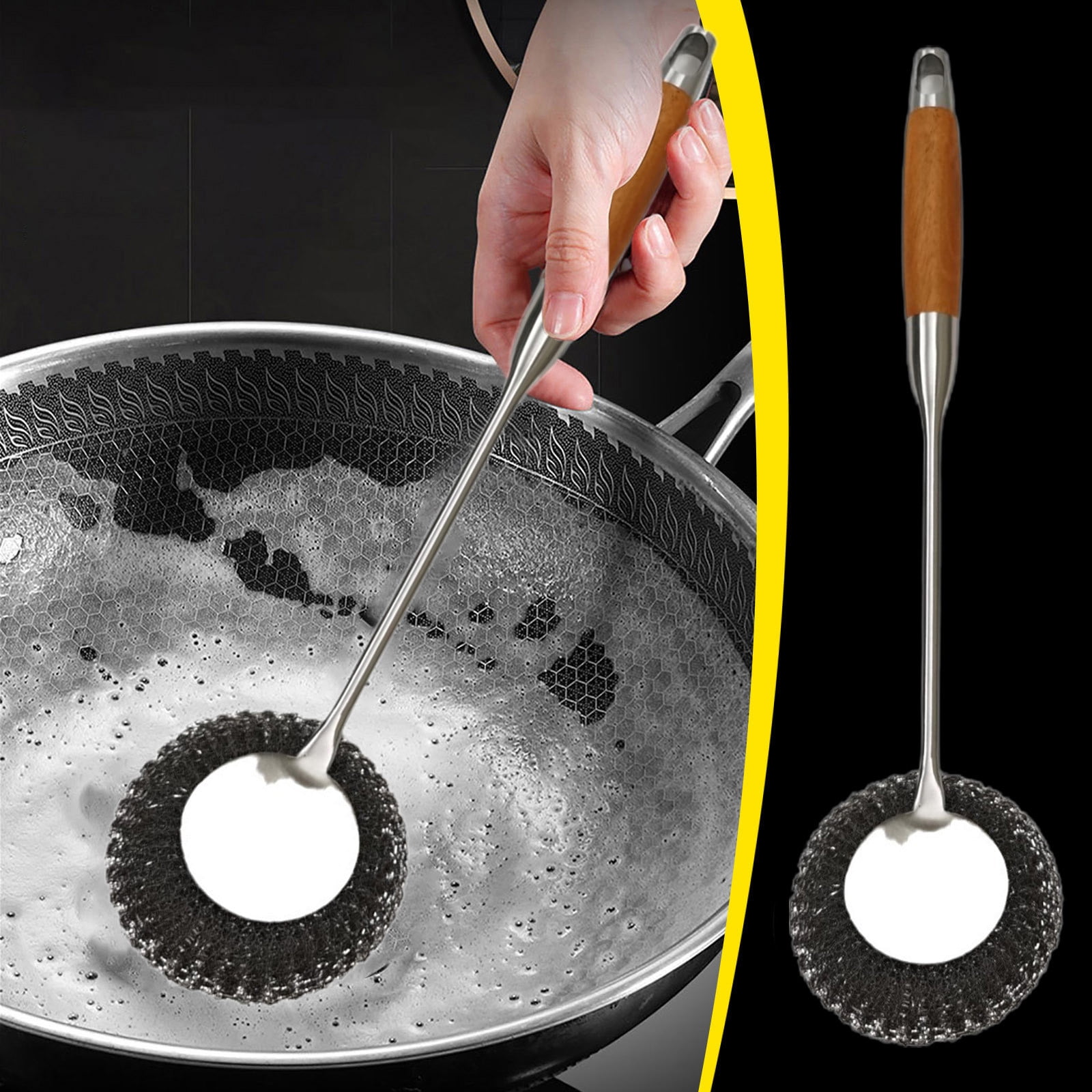 Djiypn Dish Washing With Stainless Steels Brush Handle For Pans Pots ...