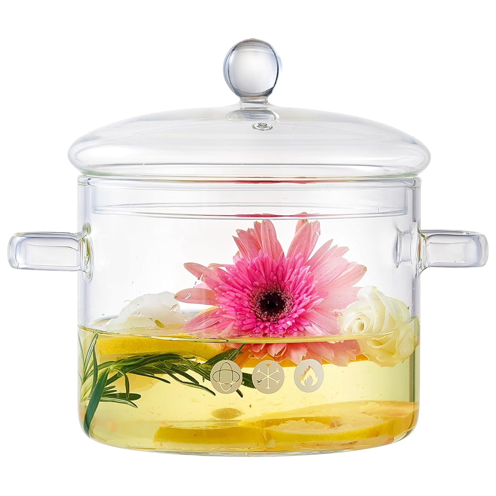 Djiypn Glass Pots for Cooking on Stove, 1.3L/50oz Glass Cooking Pot ...