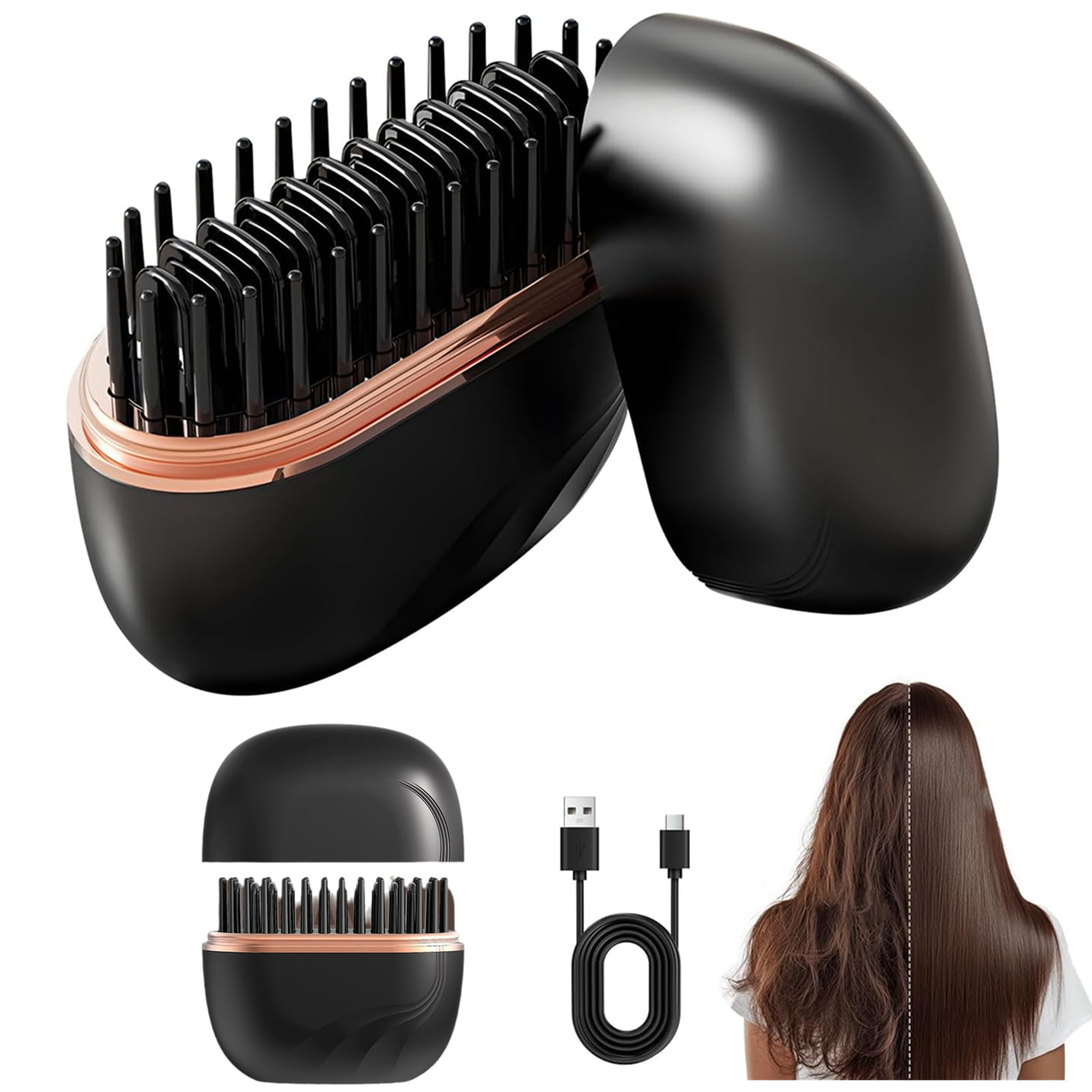 Djiypn Mini Straightener, Rechargeable Portable Hair Straightener Brush ...