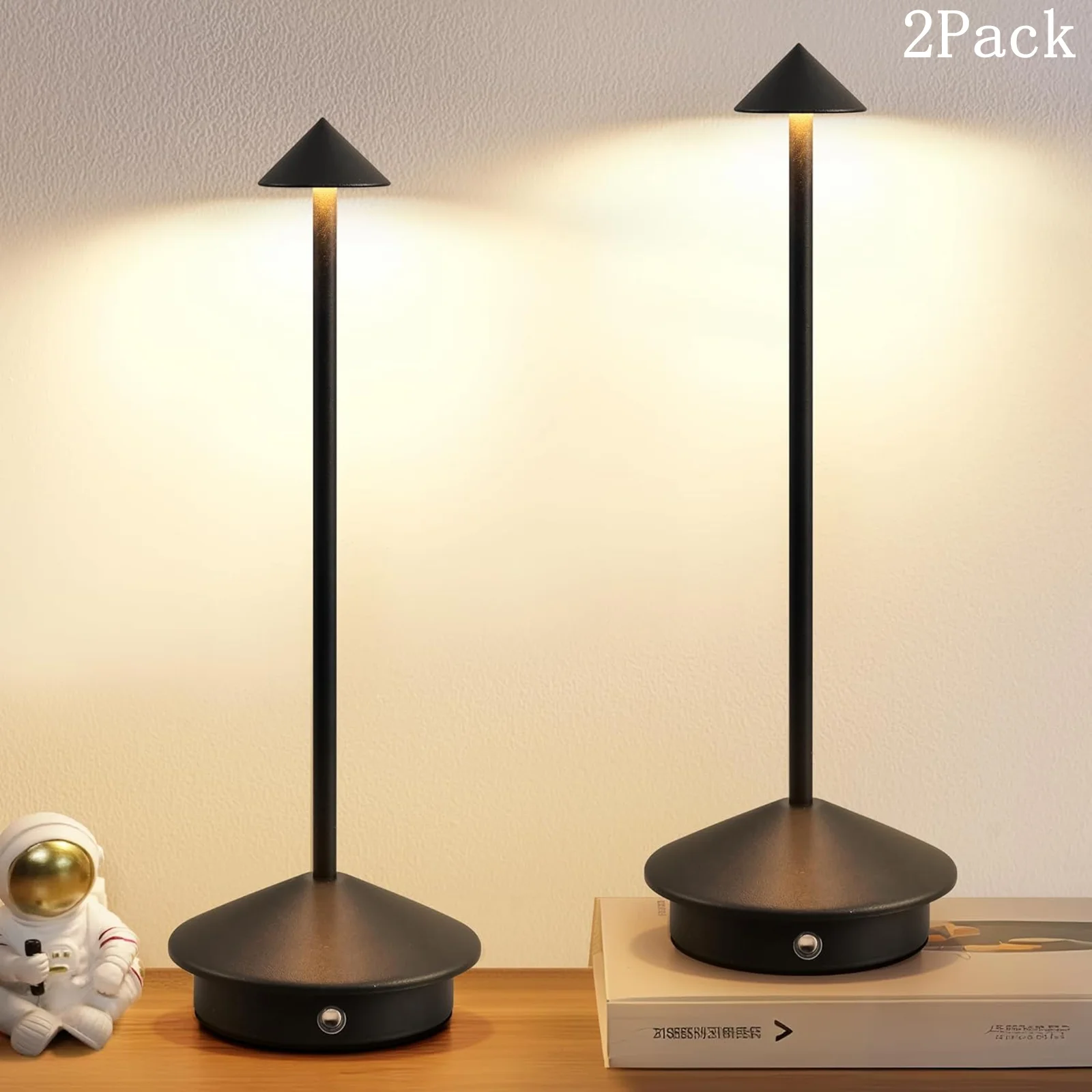 Djiypn Modern Cordless Table Lamp Set of 2, Portable LED Desk Lamps ...