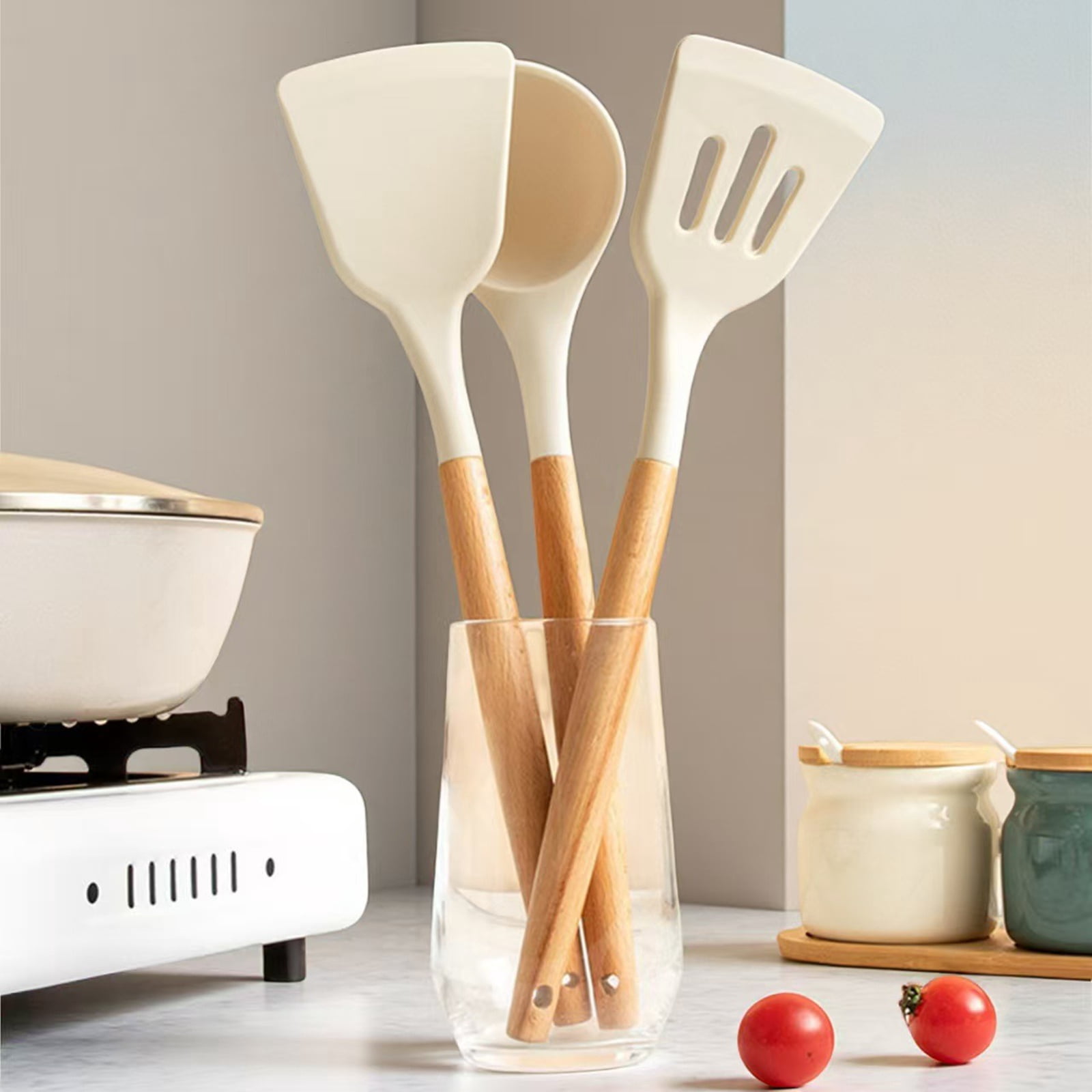 Djiypn Non-Stick Silicone Cooking Utensils Set - 3-Piece Kitchen Tool ...
