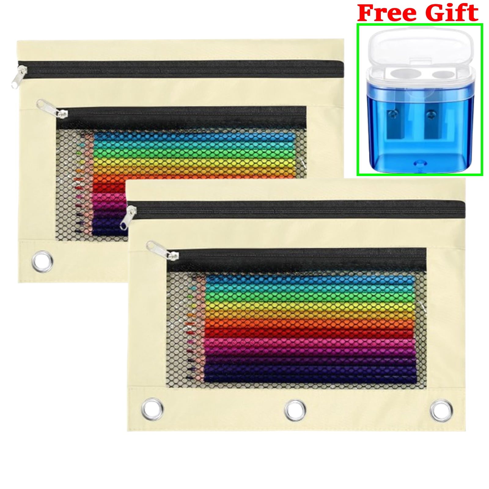 Djiypn Pencil Pouch for 3 Ring Binder, Binder Pouches with Zipper ...