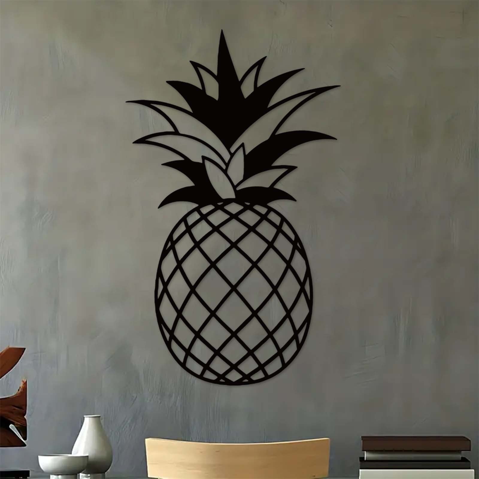 Djiypn Pineapple Metal Wall Decor Black Metal Pineapple Sign Wall ...