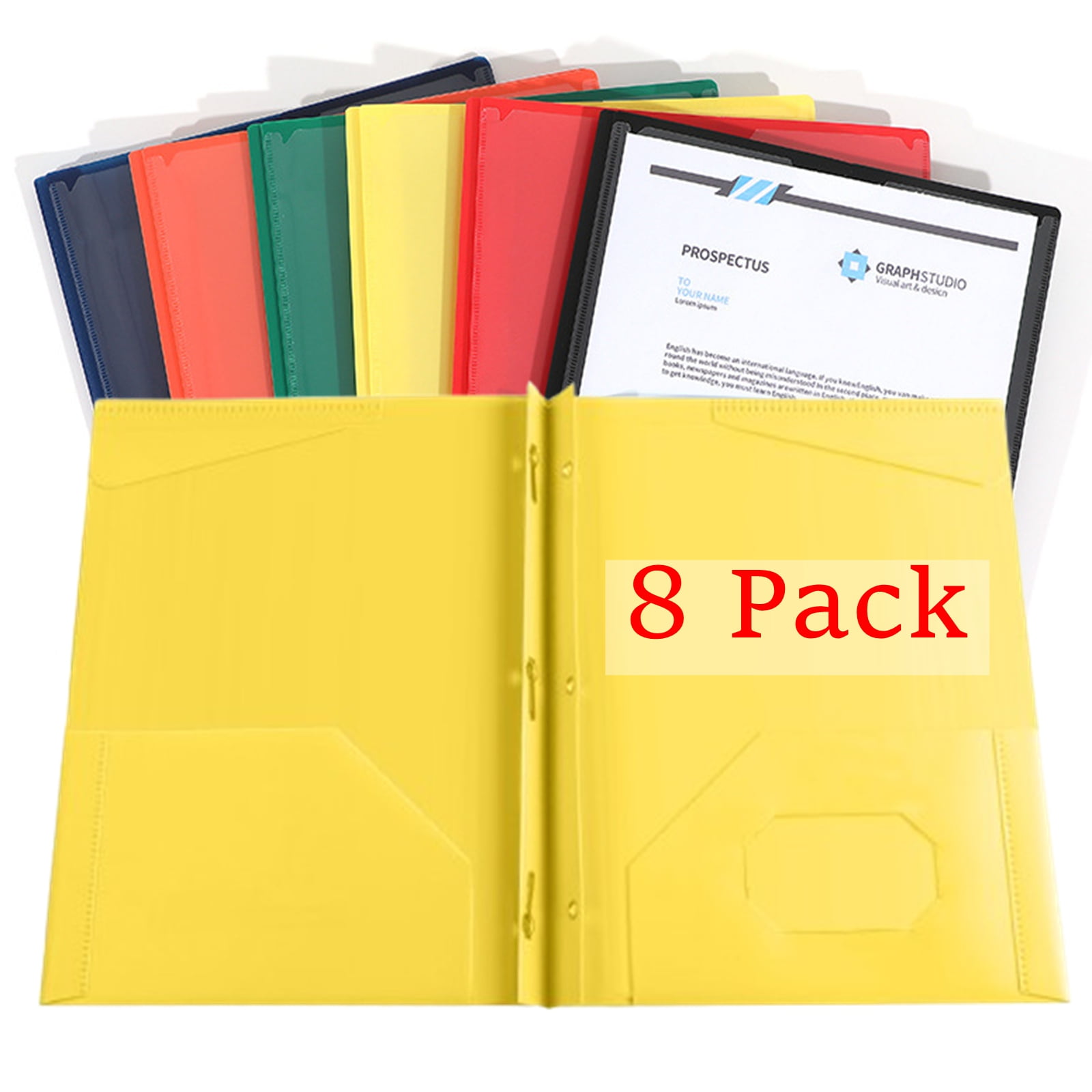 Djiypn Plastic Folders with Pockets, Durable Heavy Duty File Folders ...