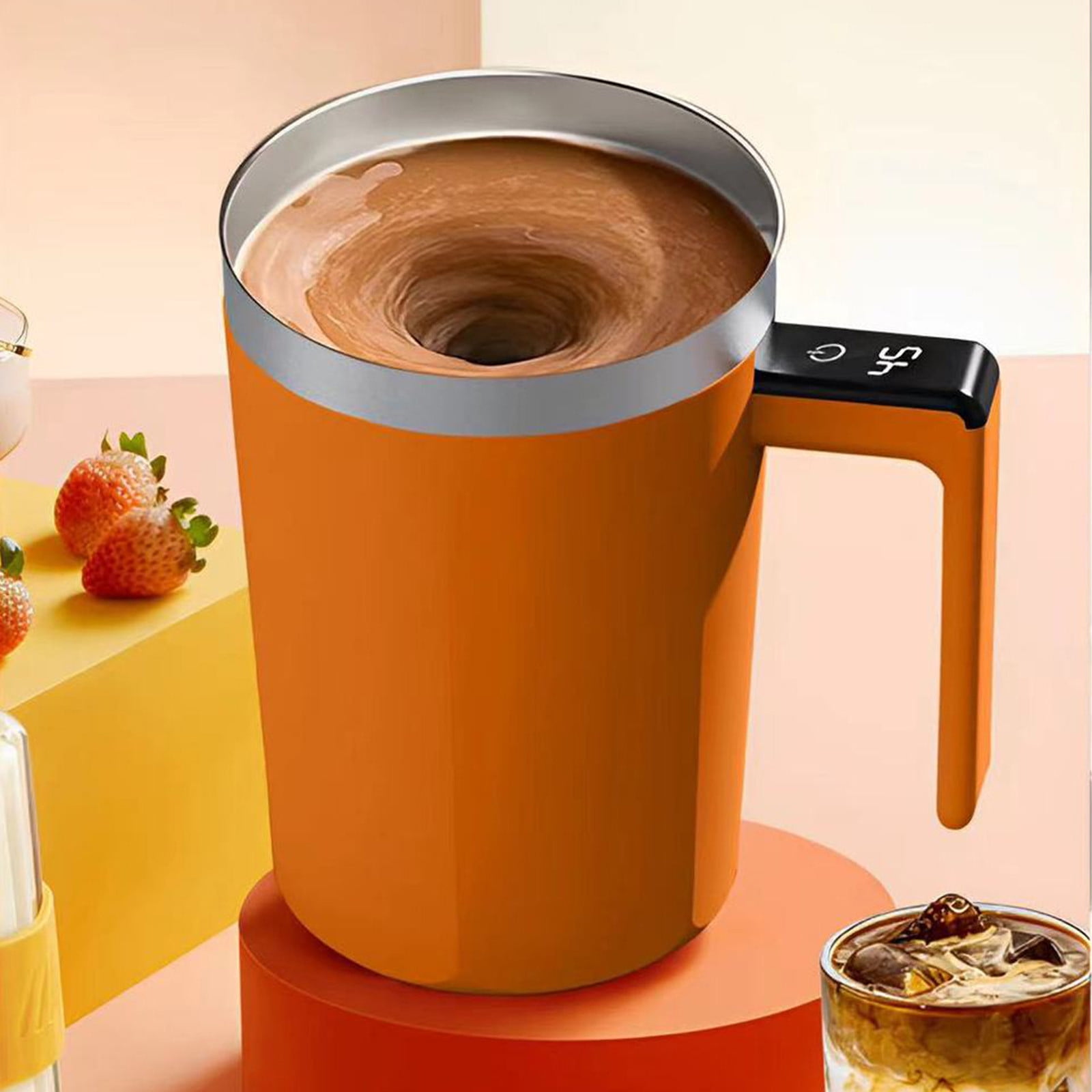 Djiypn Self Stirring Coffee Mug with Lid and Handle – 400ml Self-Mixing ...