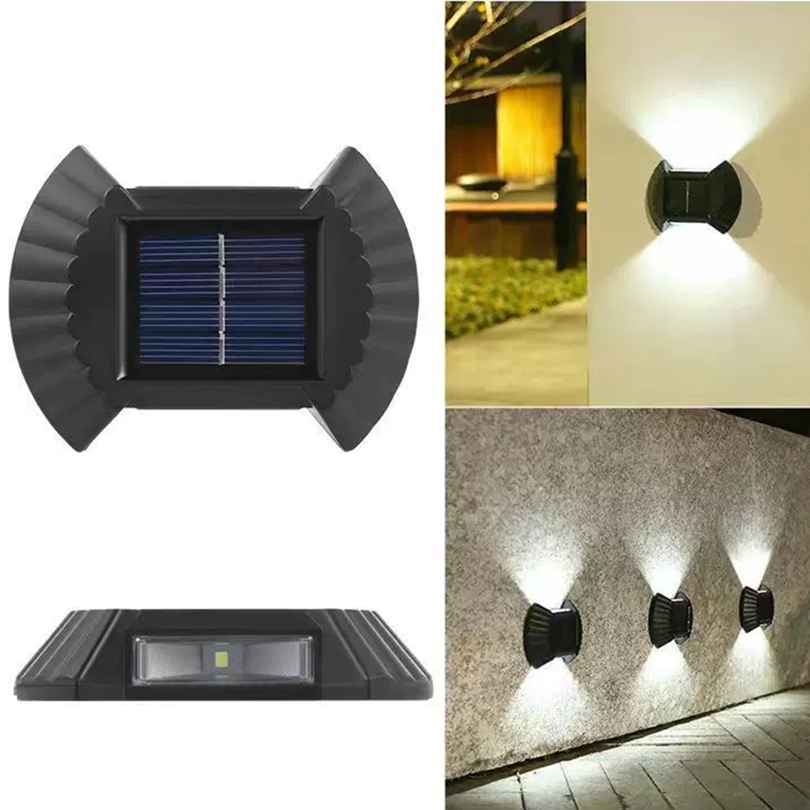 Djiypn Solar Wall Lights Outdoor Solar Up And Down Lights Water Proof ...