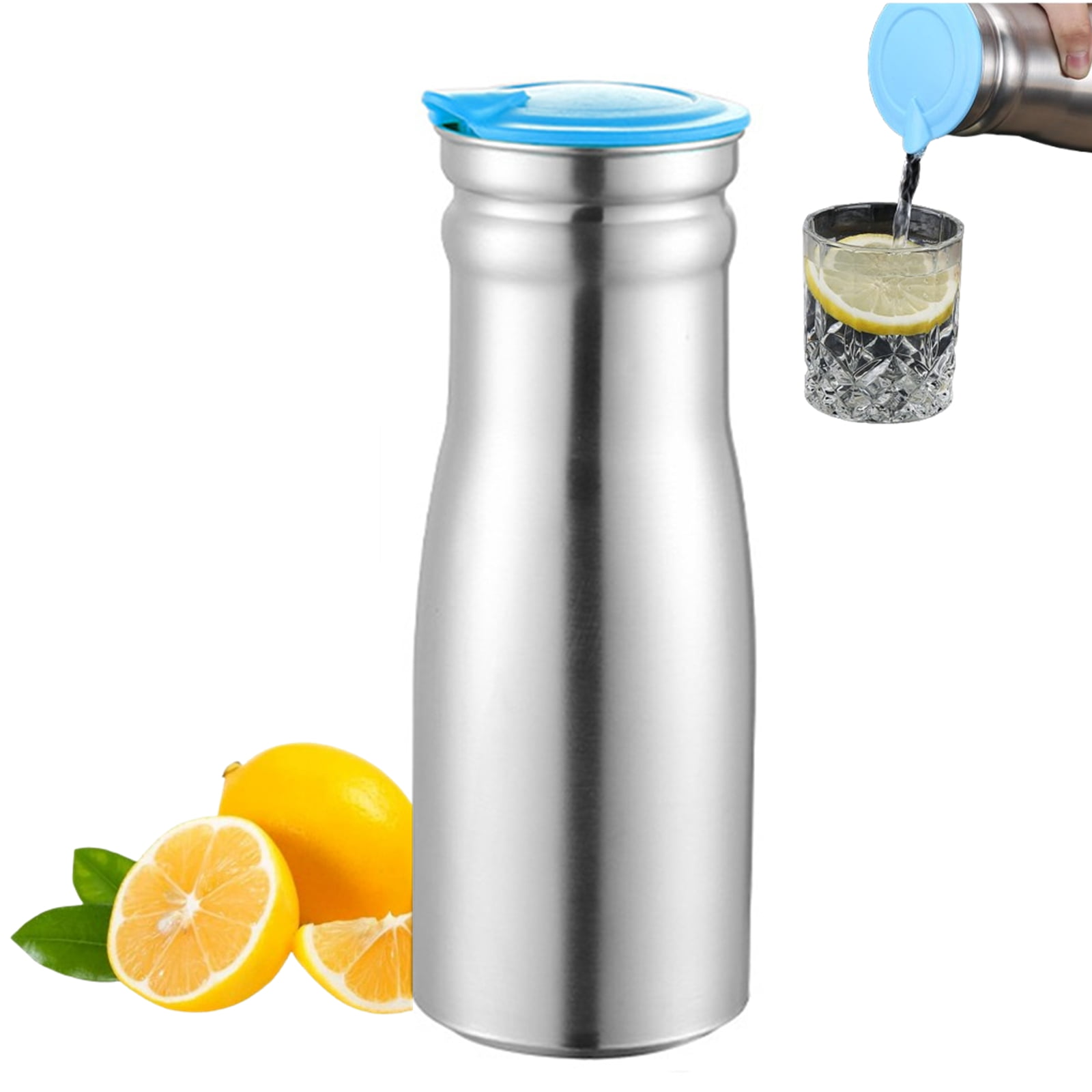 Djiypn Stainless Steel Cold Water Kettle for Tea and Juice - Large ...