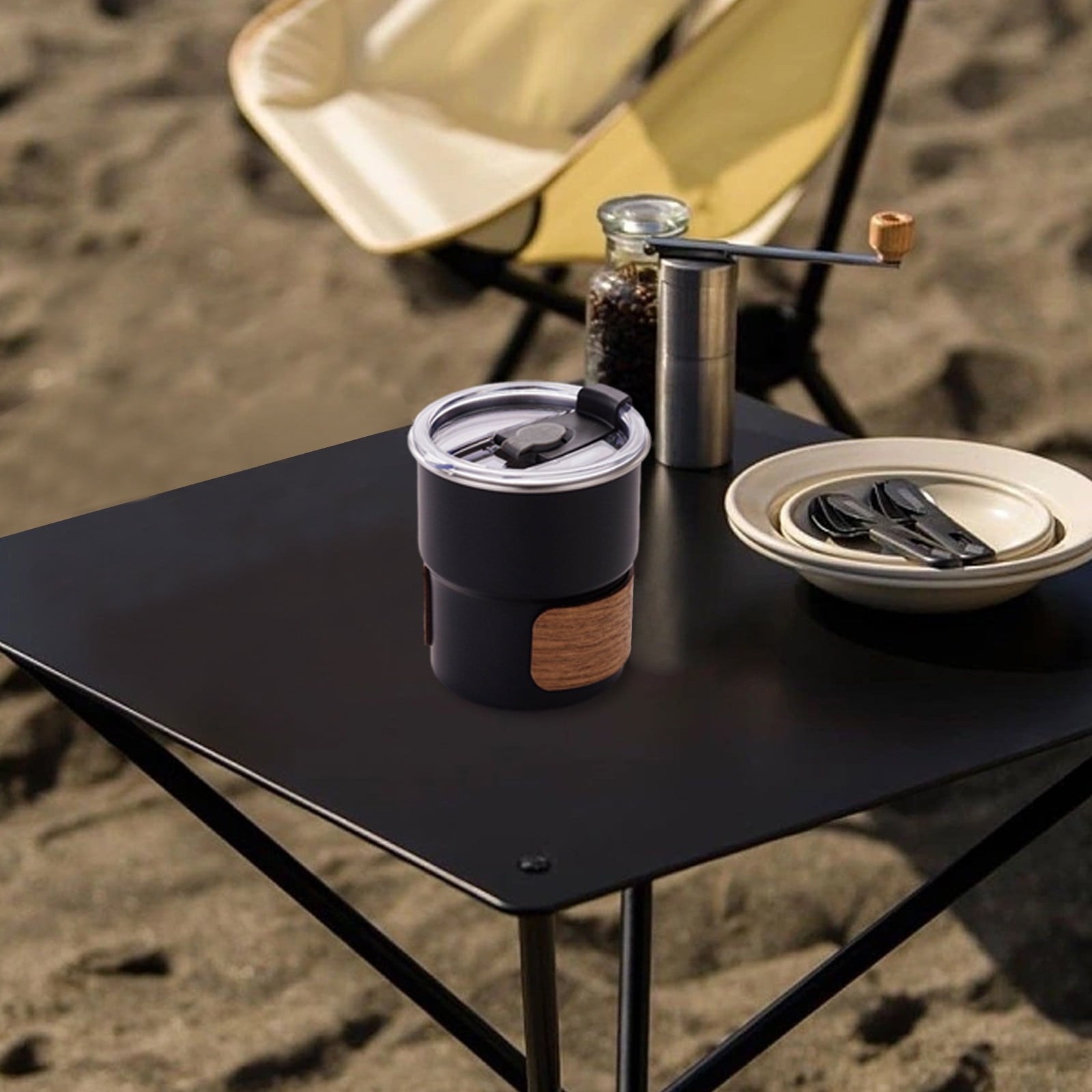 Djiypn Stainless Steel Cup 300mL Outdoor Camping Coffee Cup Cold Drink Cup Beer Mug Solid Wood ...