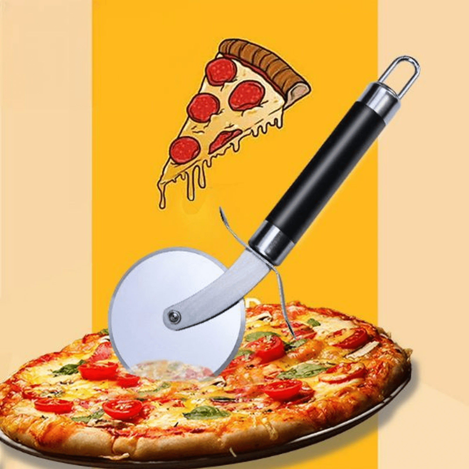 Djiypn Stainless Steel Pizza Cutter Wheel, Rust Resistant Sharp ...