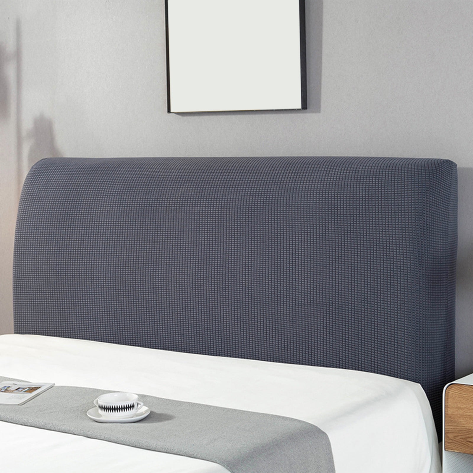 Djiypn Stretch Bed Headboard Cover, Small Square Jacquard Headboard ...