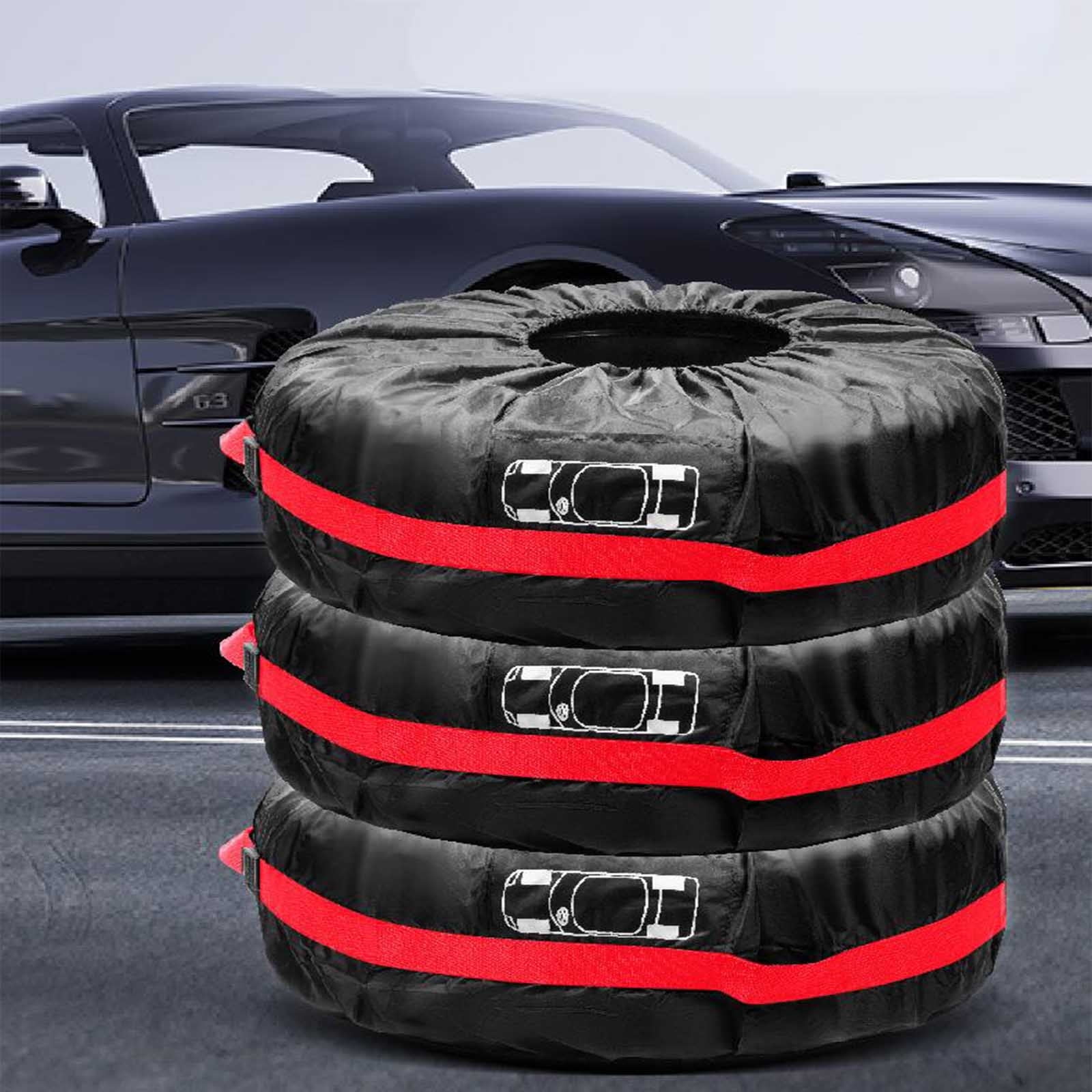 Ikohbadg Waterproof Tire Storage Bag with Adjustable Buckle Red Plastic Wheel Cover for Spare Tires Sun Proof Automobile Tire Protection Cover Walmart
