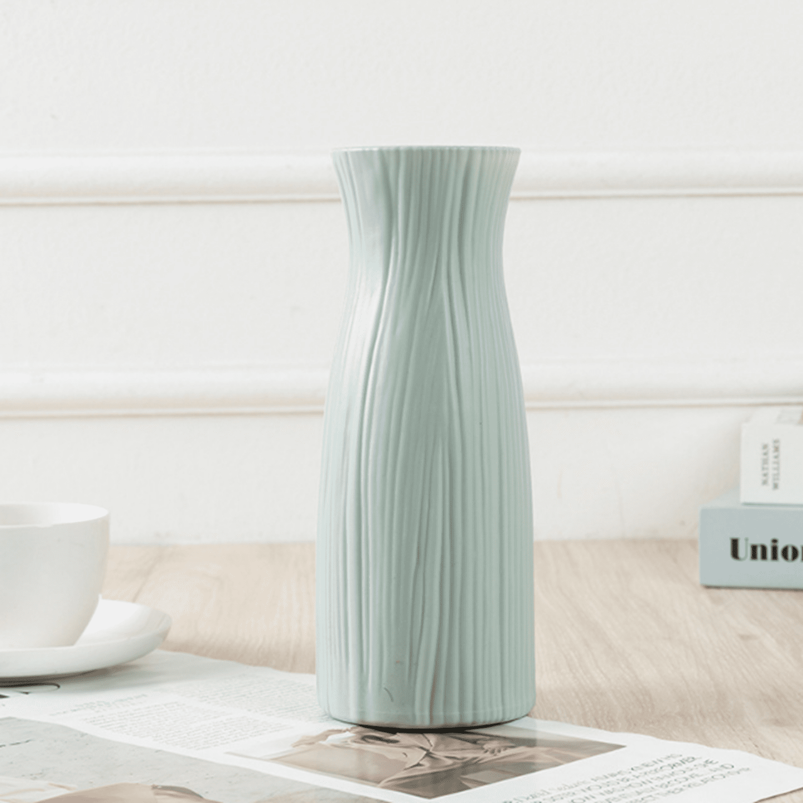 Djiypn Unbreakable Vase for Flowers - Ceramic Look Plastic Vase for ...