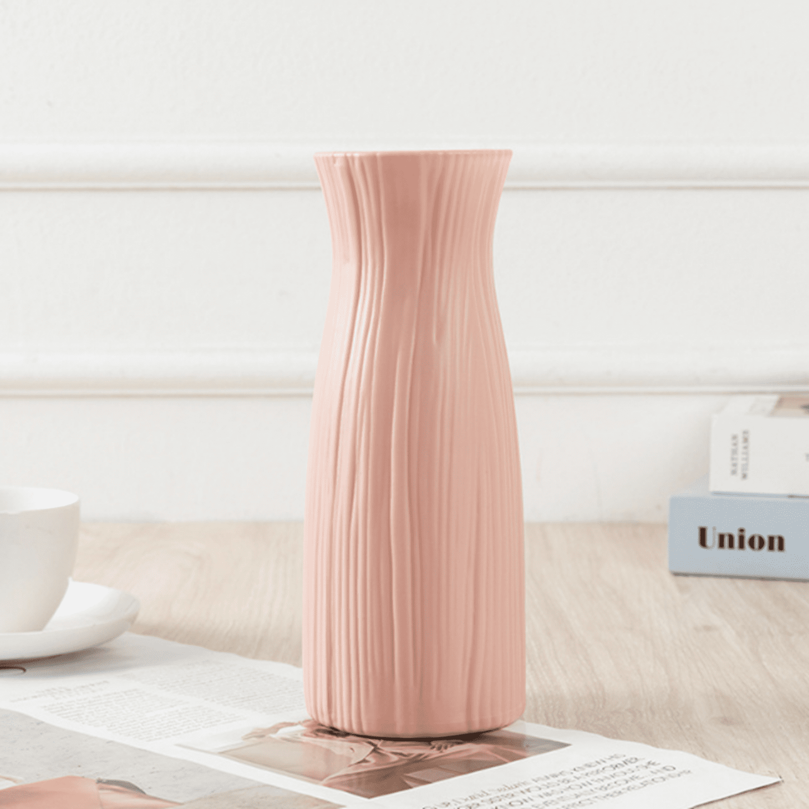 Djiypn Unbreakable Vase for Flowers - Ceramic Look Plastic Vase for ...