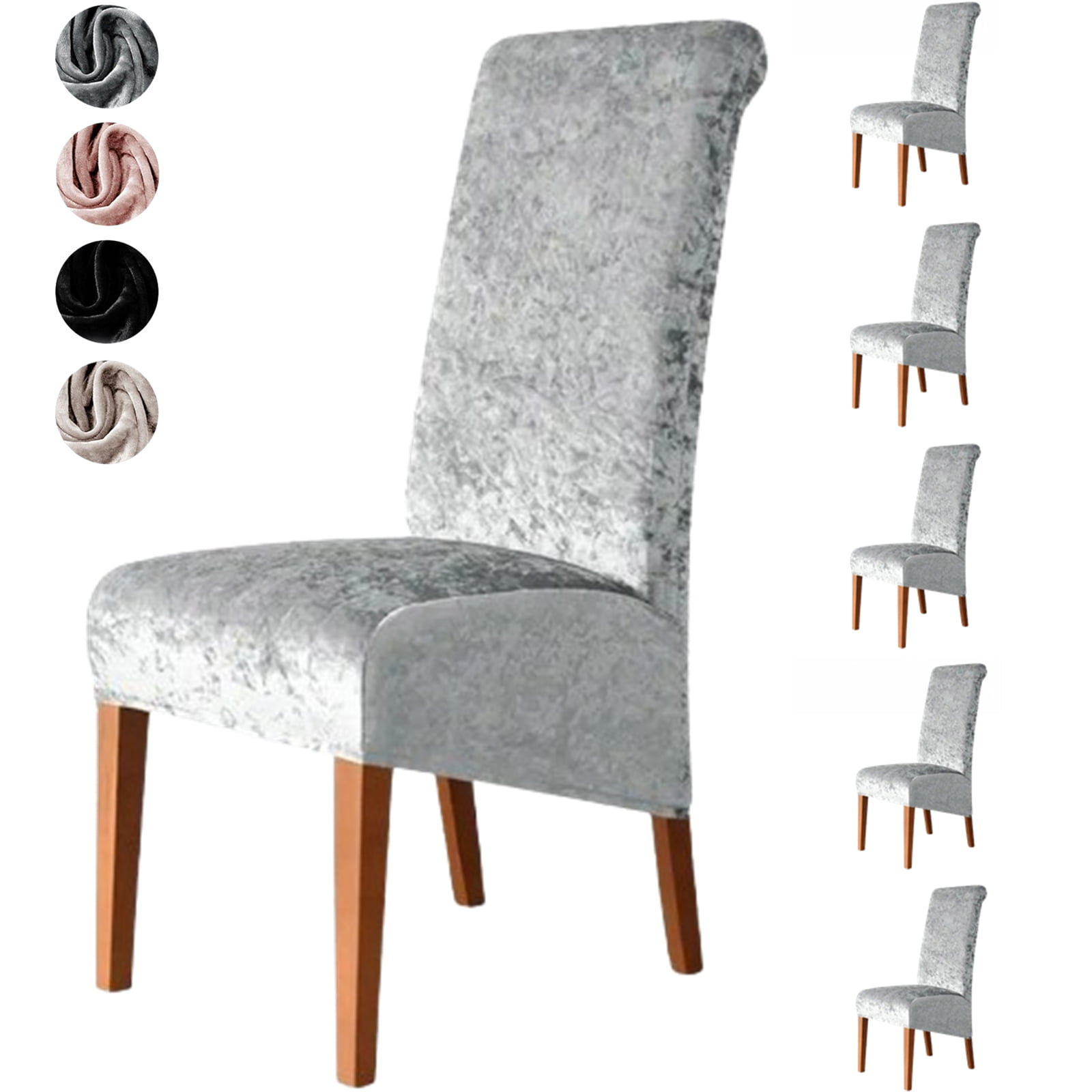 Djiypn Velvet Plush Dining Chair Covers, Stretch Chaircover, Spandex ...