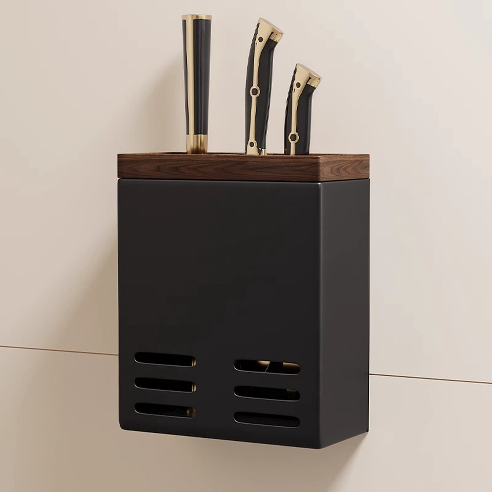 Djiypn Wall-Mounted Knife Rack - Space-Saving Kitchen Knife Organizer ...