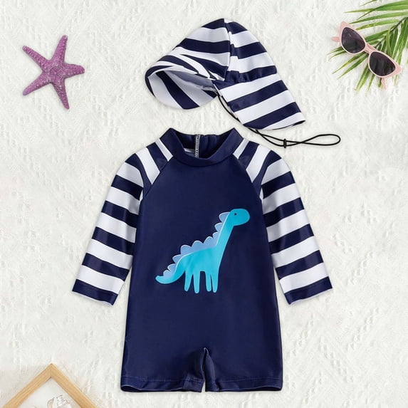 Djtdsds Baby Boys Dinosaur Print Long-Sleeve One Piece Rash Guard ...