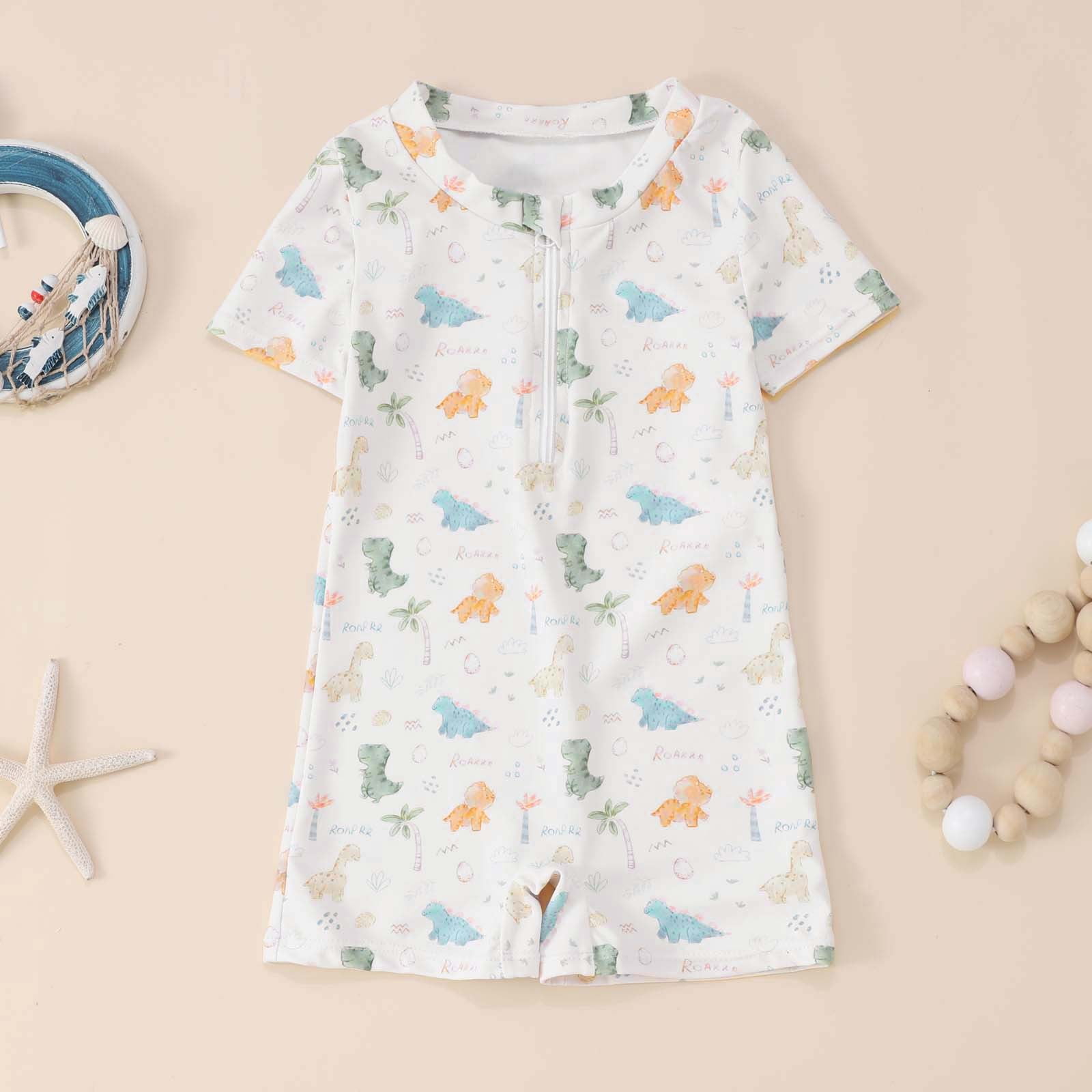Djtdsds Baby Boys Dinosaur Print Short Sleeve One Piece Rash Guard ...