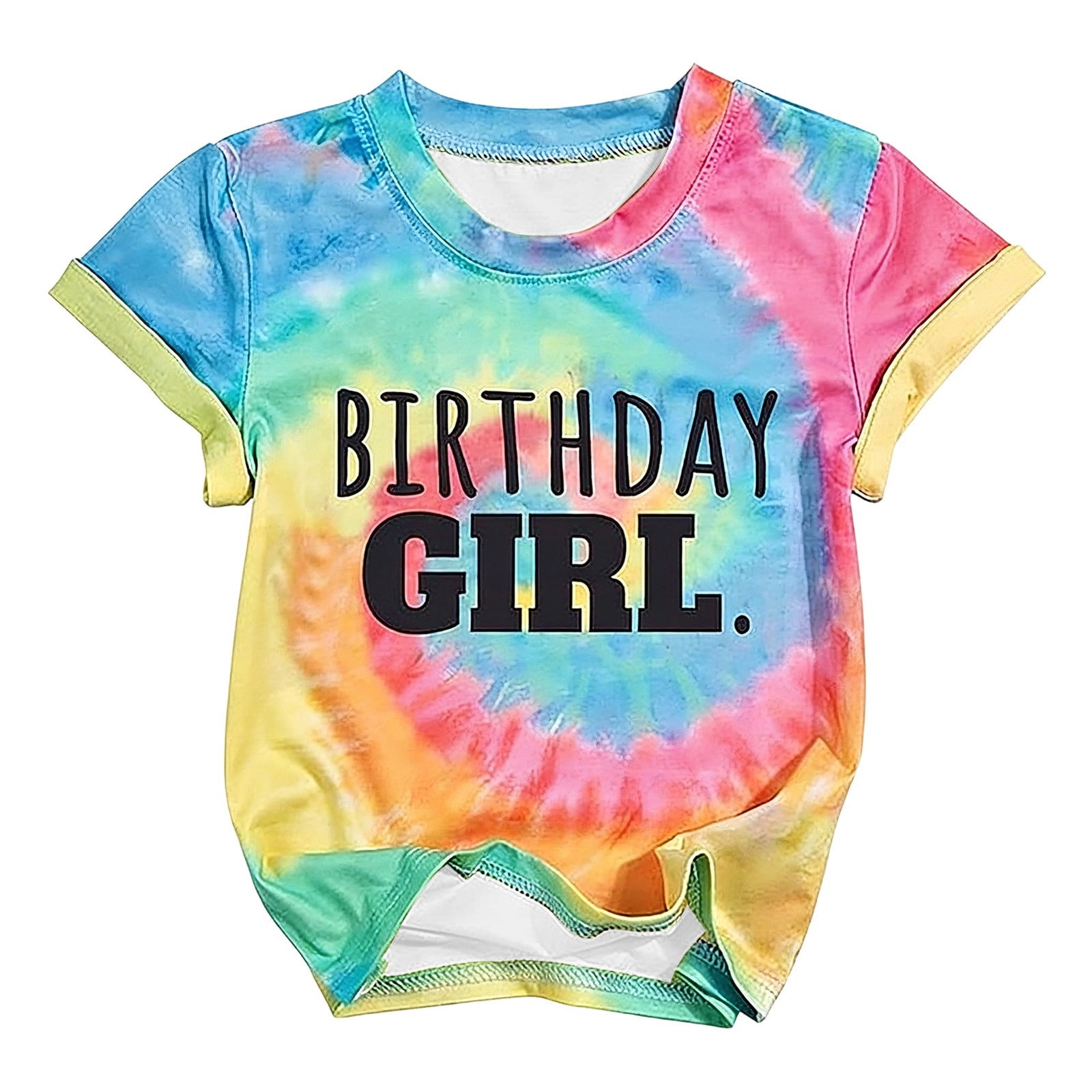 Djtdsds Birthday Girl Tie Dye Shirt Short Sleeve Cute Party Outfit for ...