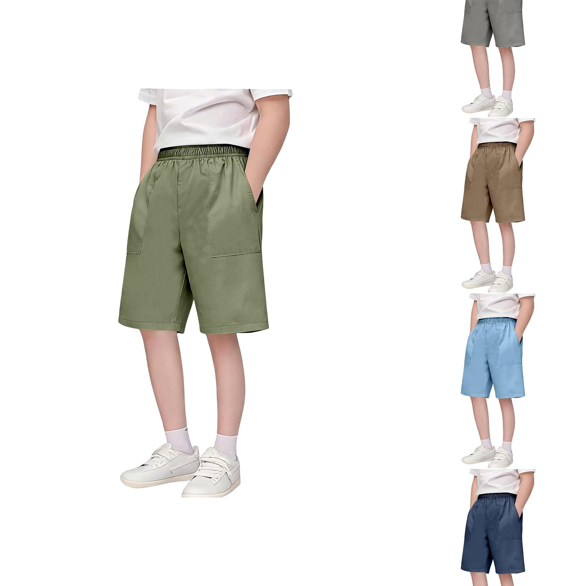 Djtdsds Boys Casual Shorts Kids Elastic Waist Solid Color Big Pocket ...