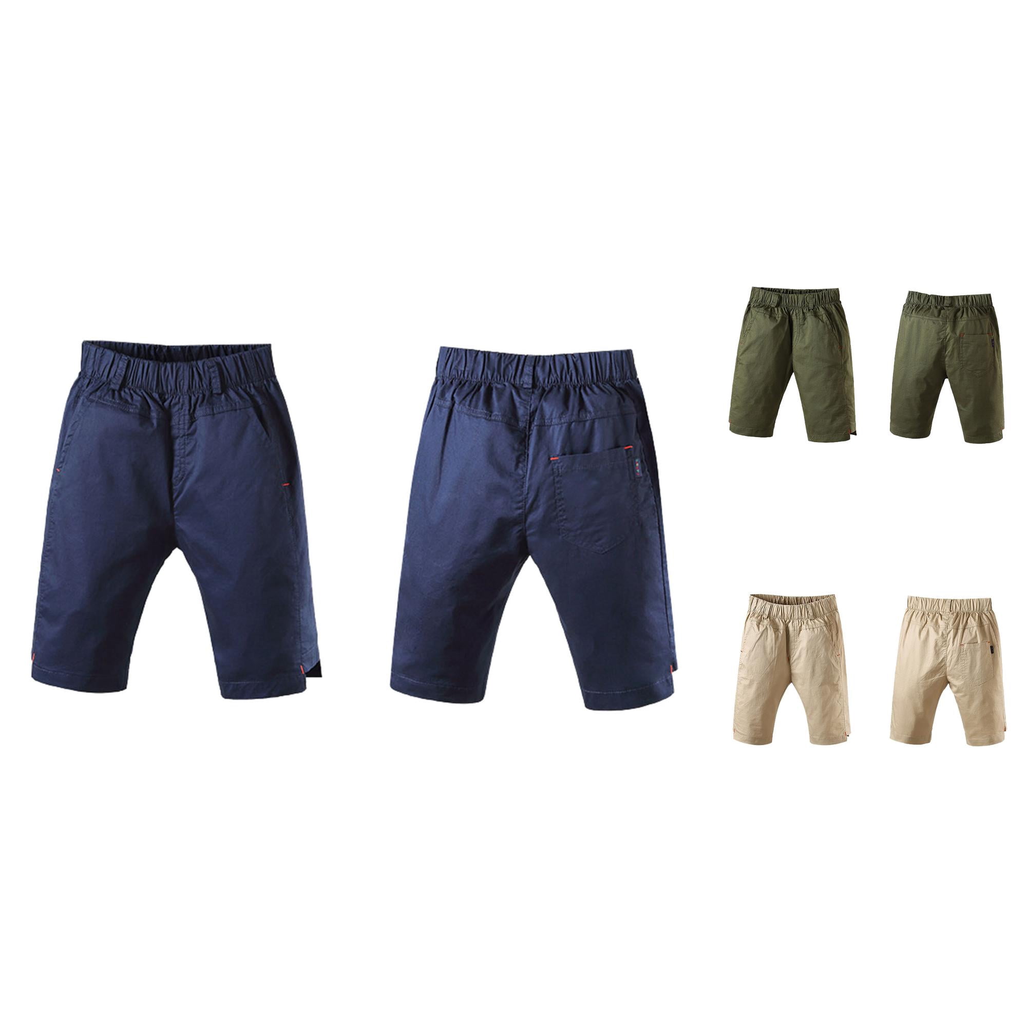 Djtdsds Boys Casual Shorts Kids Elastic Waist Solid Color Chino Shorts ...