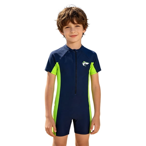 Djtdsds Boys One Piece Short Sleeve Swimsuit Shark Print Rash Guard ...
