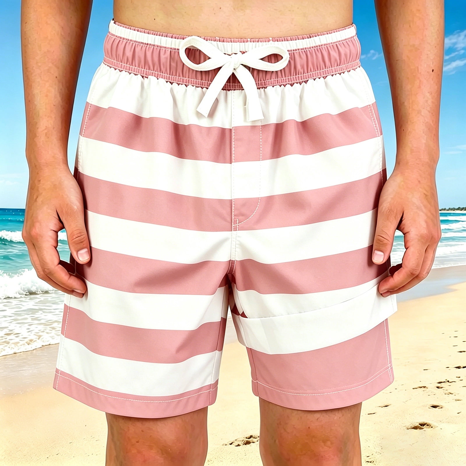 Djtdsds Boys Stripe Swim Trunks 2 in 1 Compression Liner Board Shorts ...