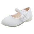 Djtdsds Girls Solid Color Mesh Mary Jane Heeled Dress Shoes Pearl ...