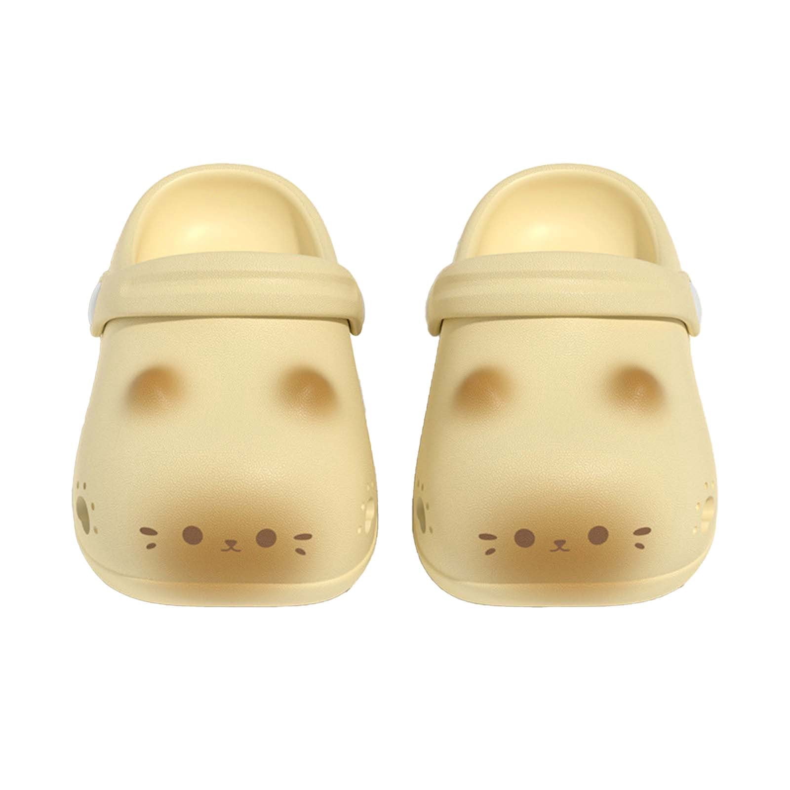 Djtdsds Kids Bear Face Closed-Toe Slide Sandals, Soft Non-Slip Shoes ...