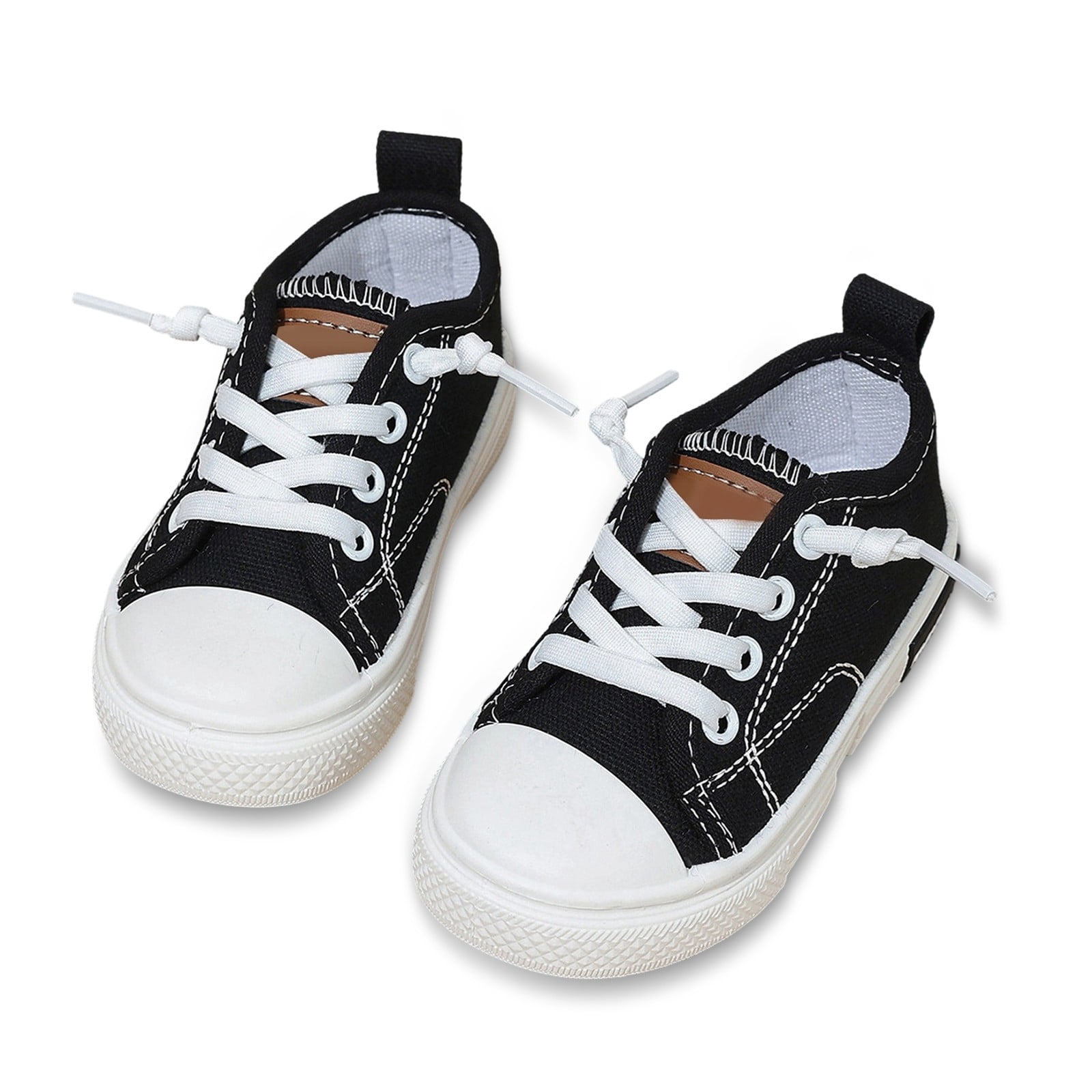 Djtdsds Kids Canvas Sneakers Elastic Lace-Up Casual Shoes Size:3.5-4 ...