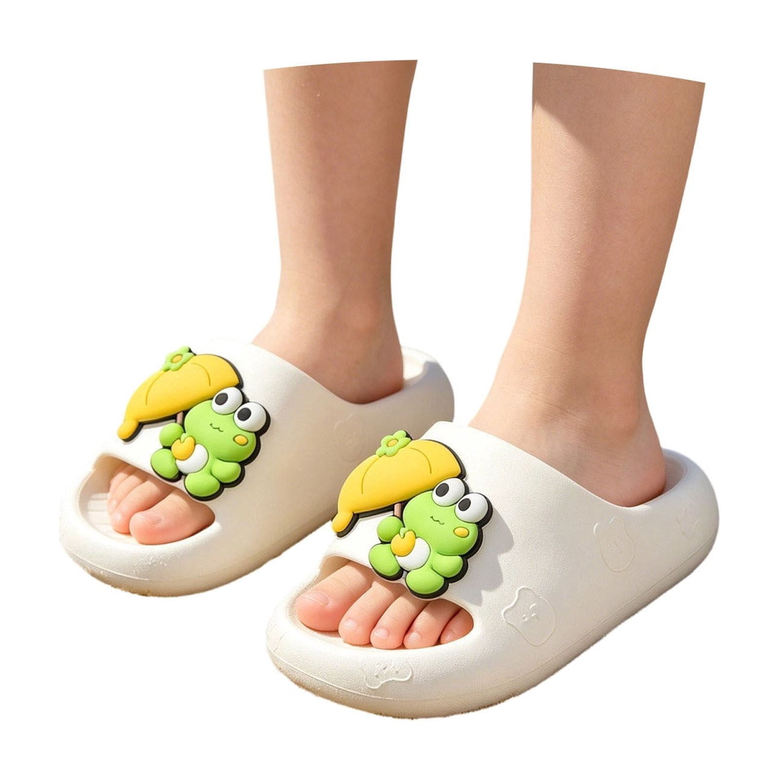Djtdsds Kids Slide Sandals, Soft Non- Open-Toe Slippers Color:White ...