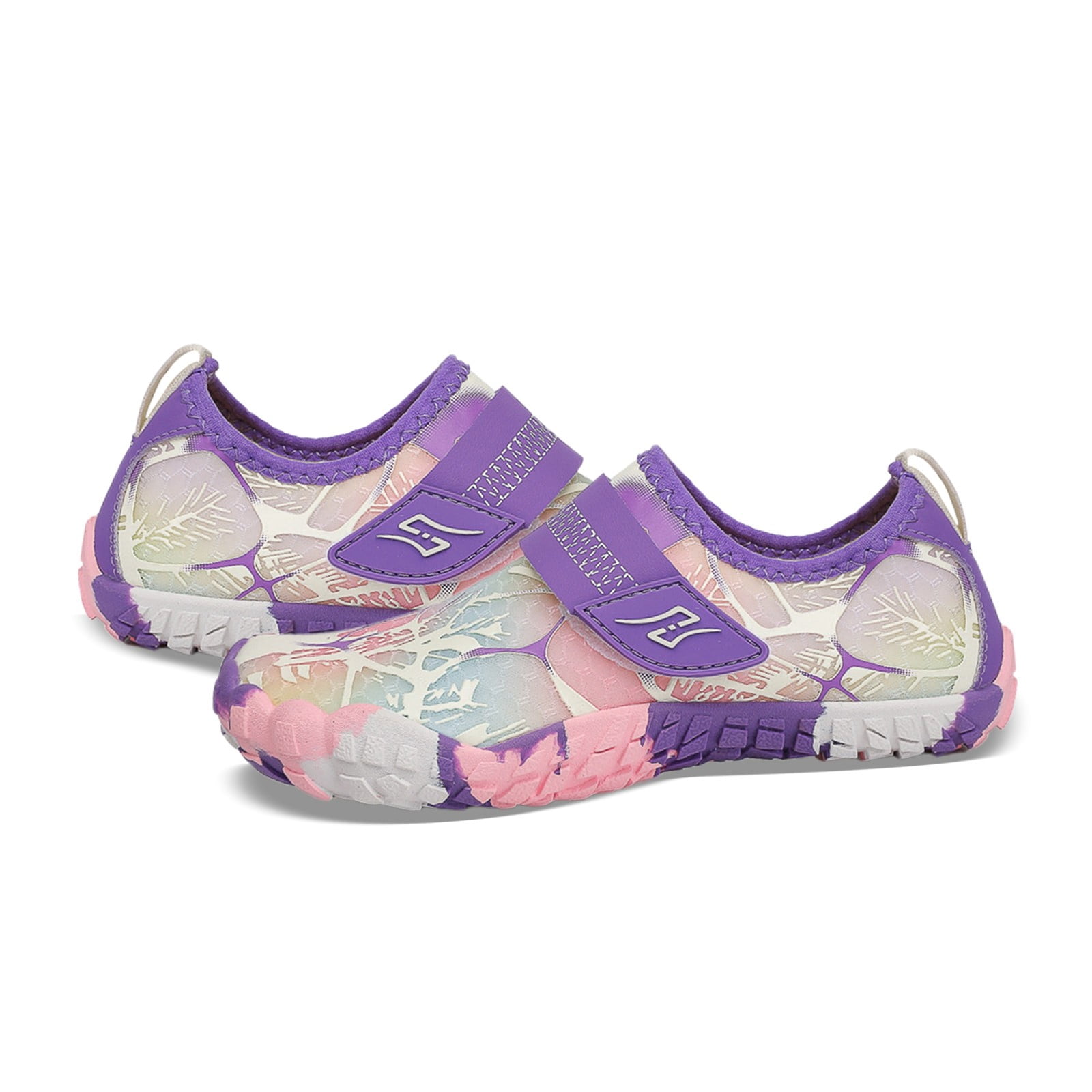 Djtdsds Kids Pastel Leaf Print Hook and Loop Water Shoes with ...